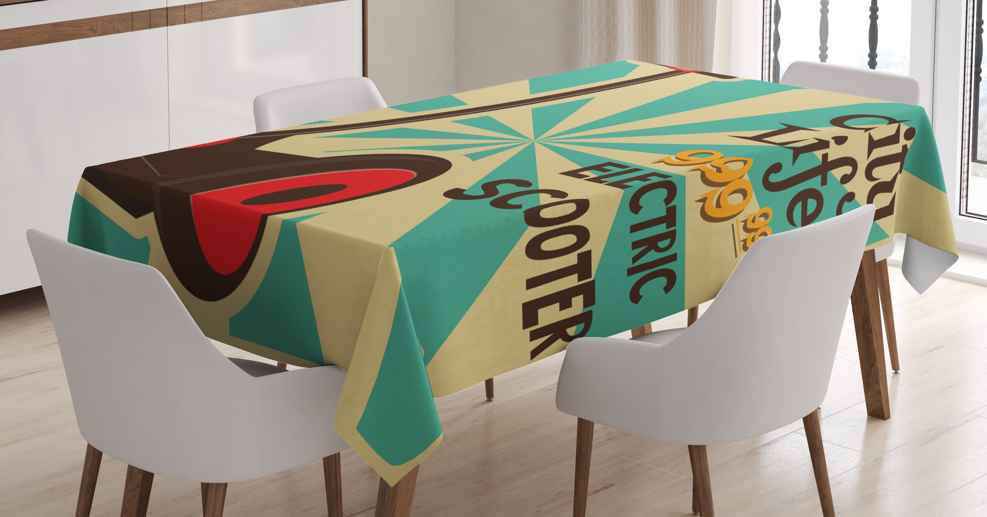 Ambesonne Vintage Tablecloth Rectangular Table Cover, Pop Art Starburst ...