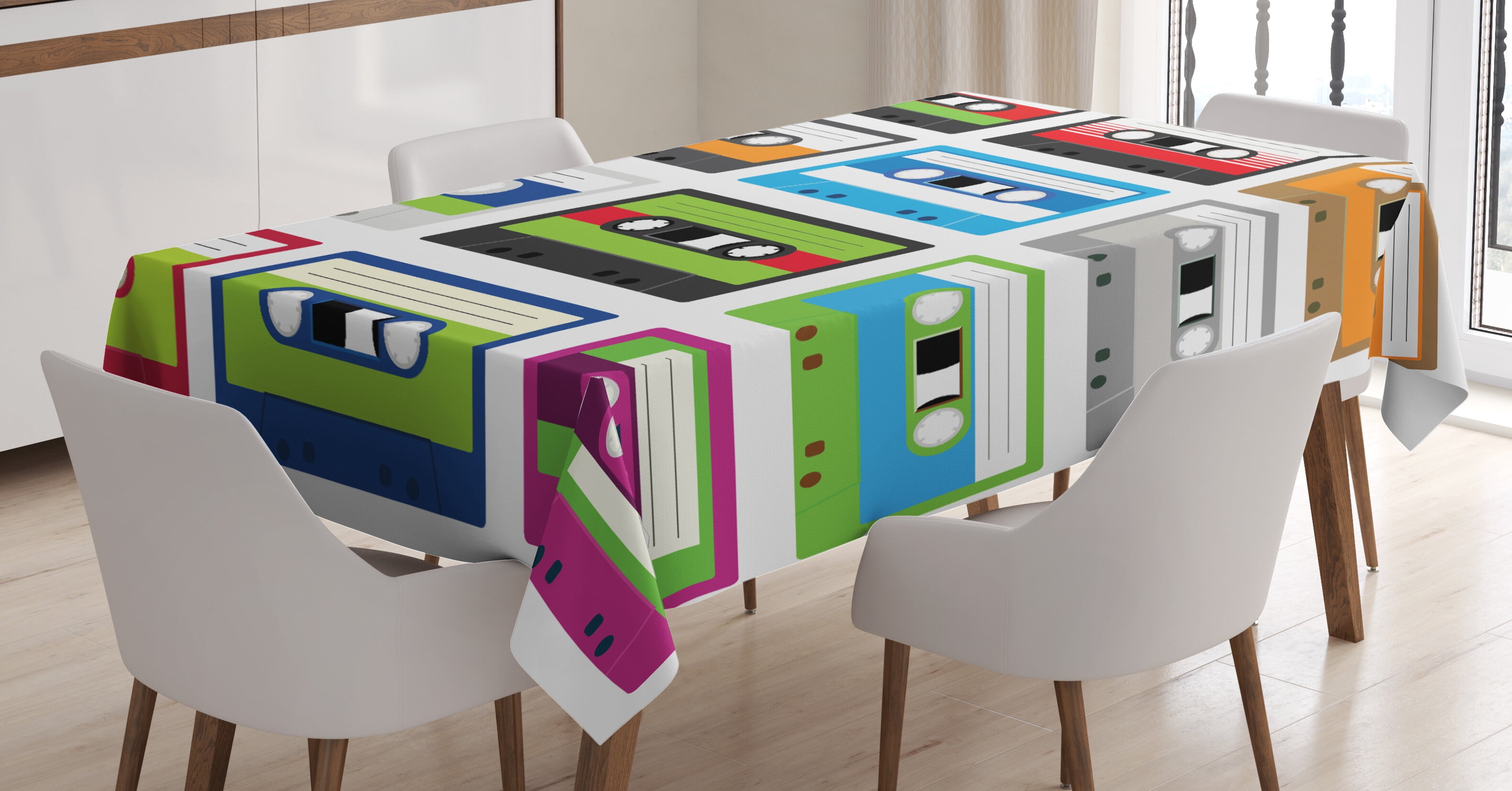Ambesonne Vintage Tablecloth Rectangular Table Cover, Retro Cassette ...