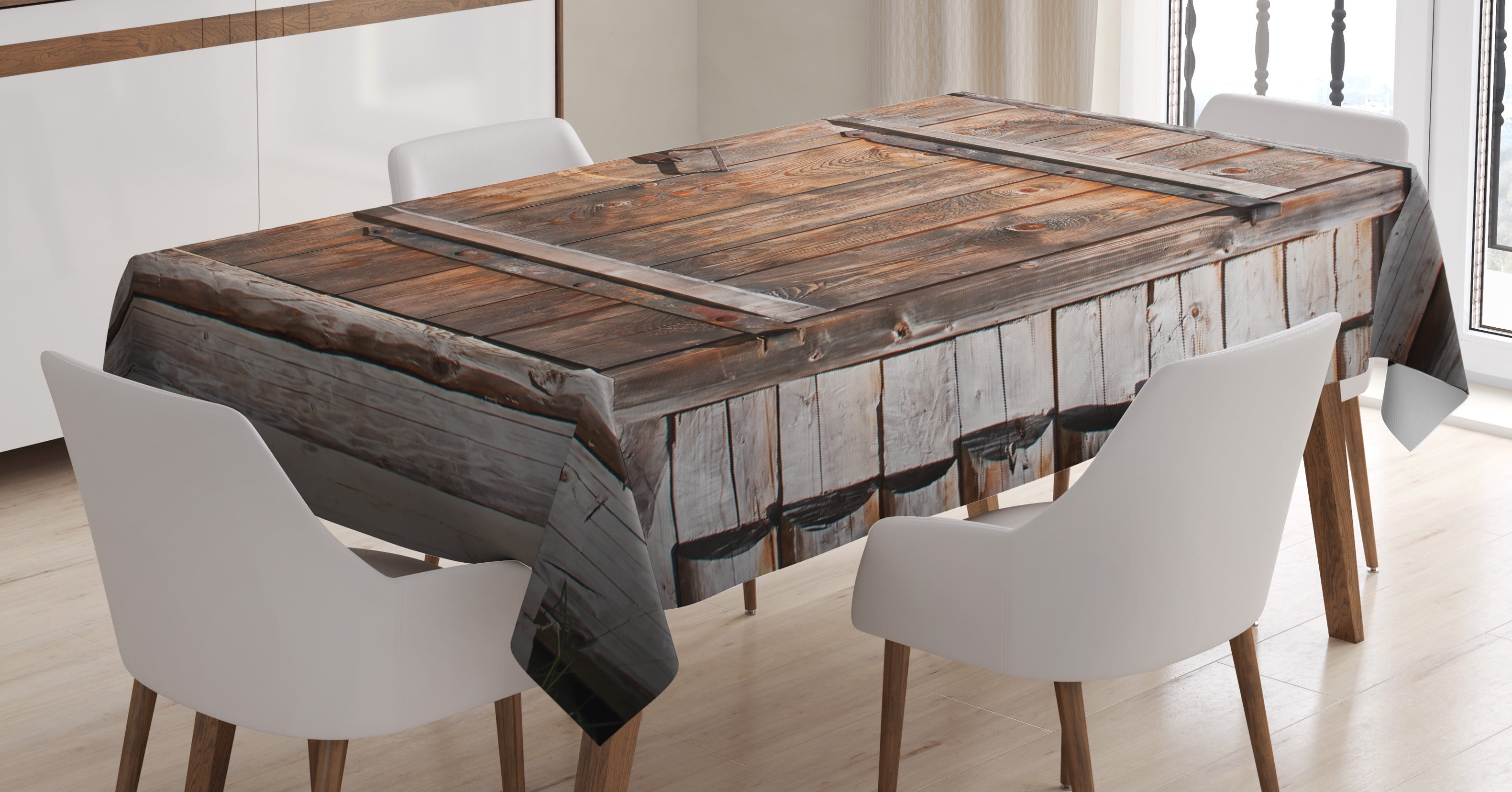 Ambesonne Vintage Tablecloth Rectangular Table Cover, Rustic Wooden ...