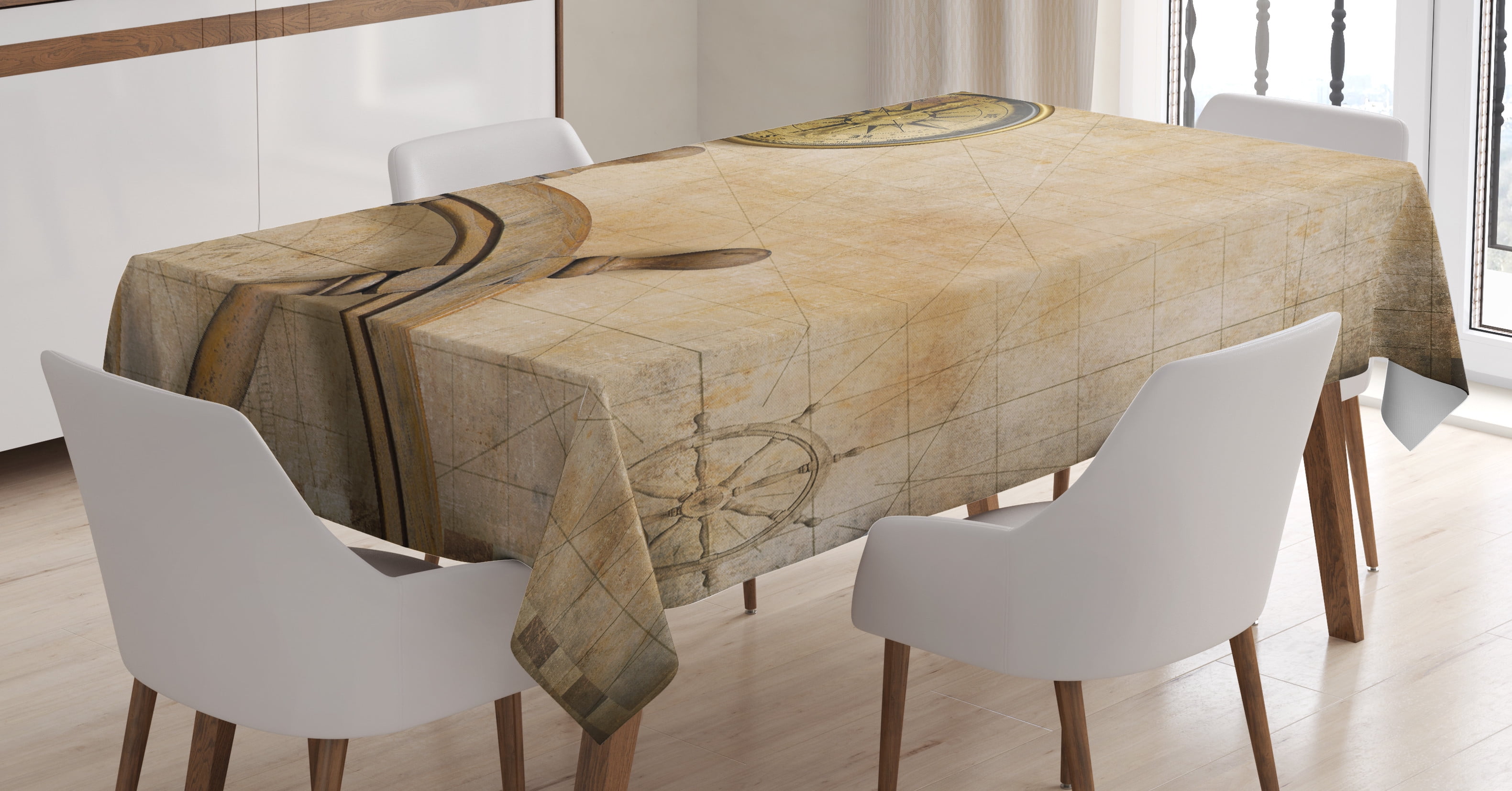 Ambesonne Vintage Tablecloth Rectangular Table Cover, Wooden Wheel ...