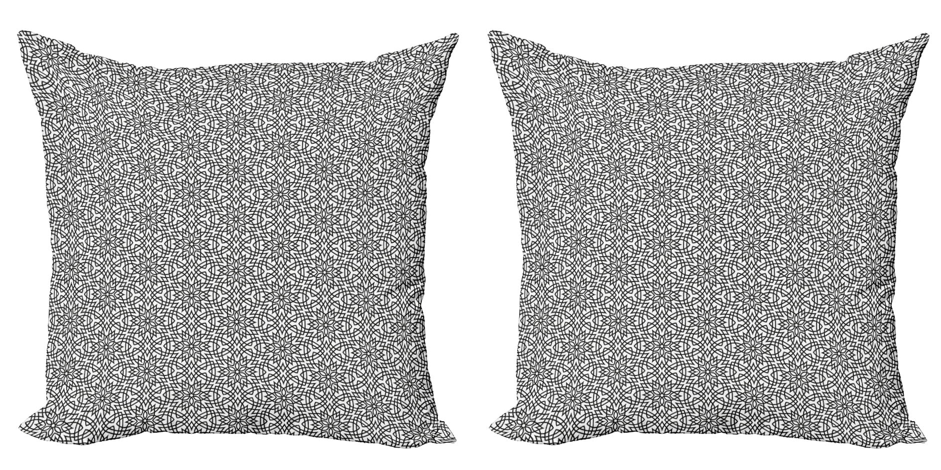 Ambesonne Vintage Throw Pillow Cover 2 Pack, Jumble Grid Floral Details ...
