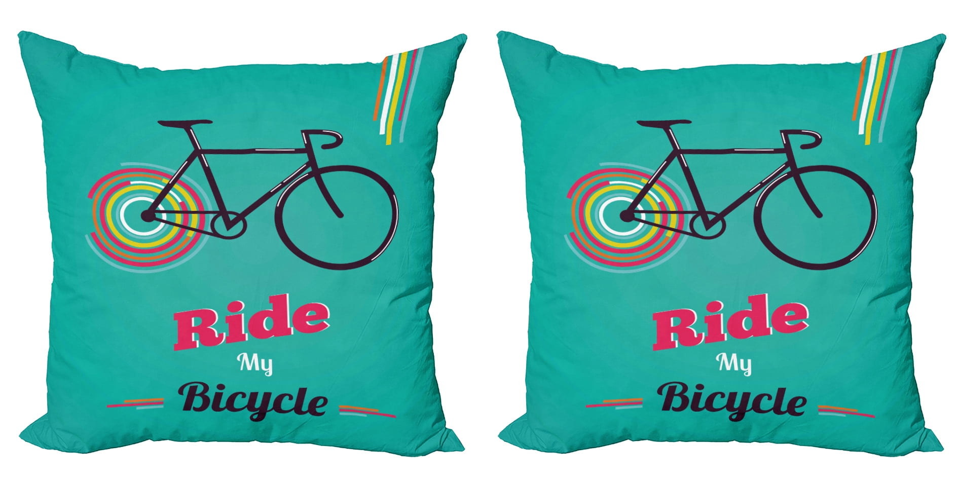 Ambesonne Vintage Throw Pillow Cover 2 Pack, Retro Bicycle Design, 18 ...