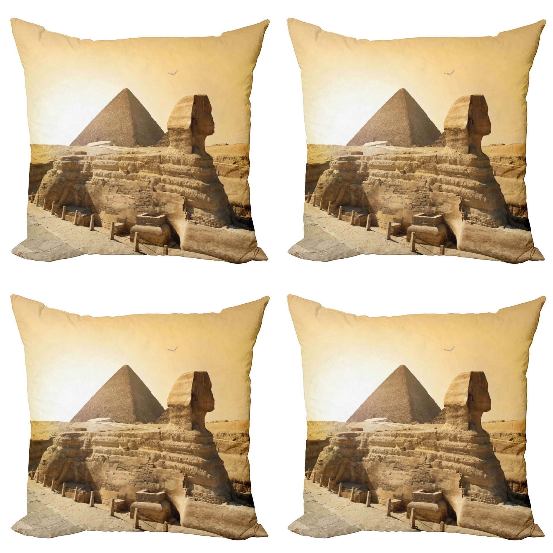 Ambesonne Vintage Throw Pillow Cover 4 Pack, Egptian Pyramids, 18 ...
