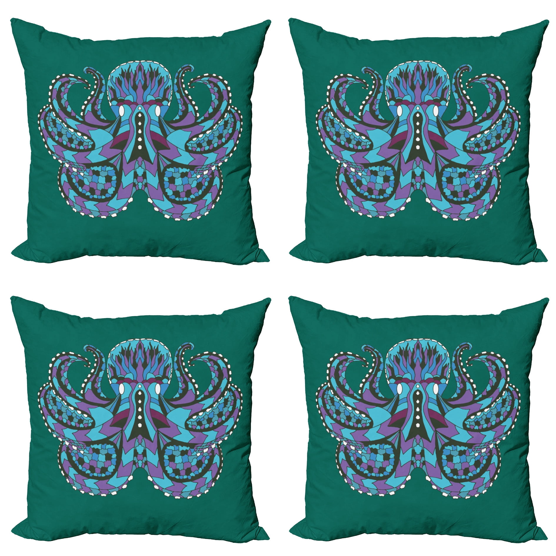 Ambesonne Vintage Throw Pillow Cover 4 Pack, Totem, 16", Petrol Blue ...