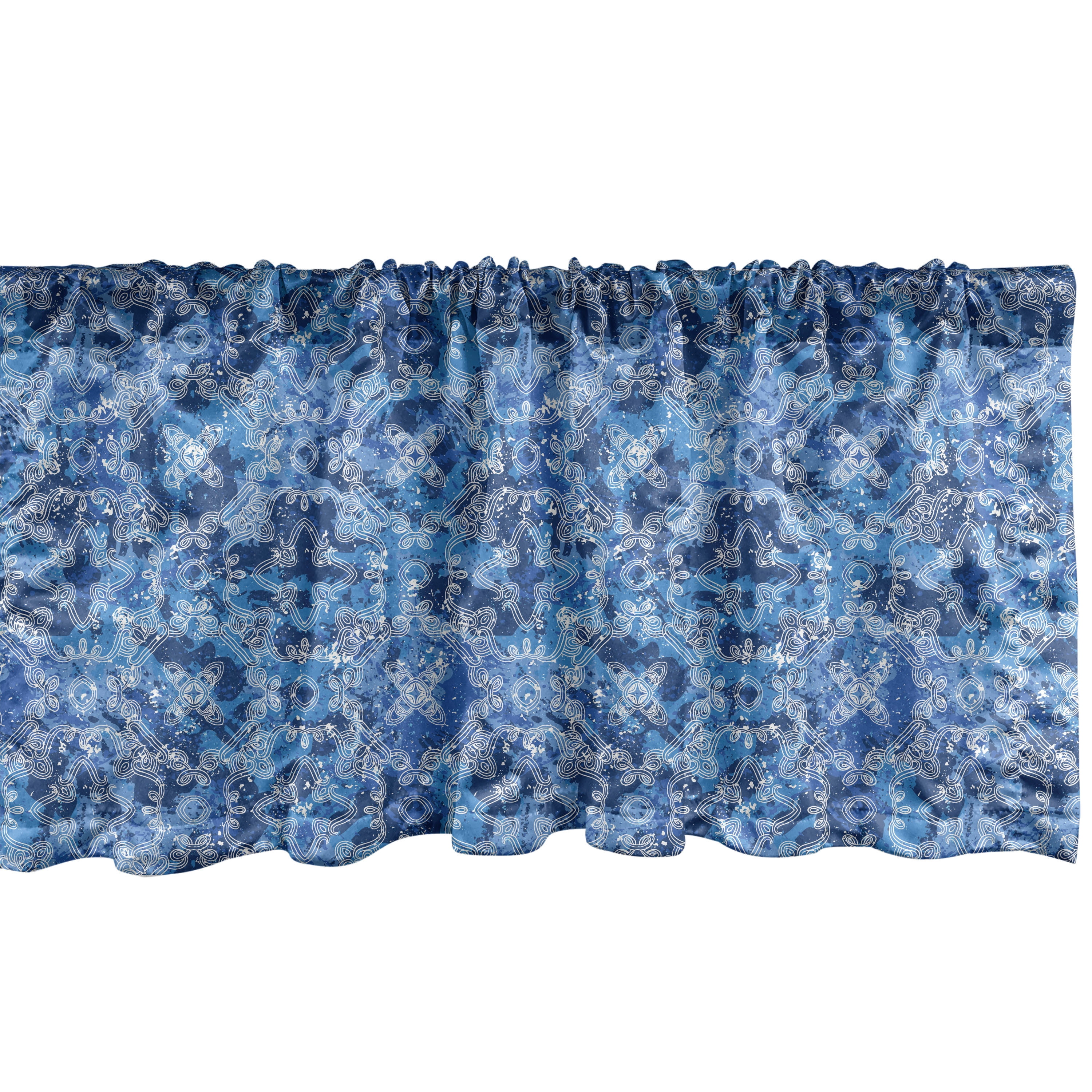 Ambesonne Vintage Valance Pack of 2, Blue Antique Design Print, 54"X12 ...