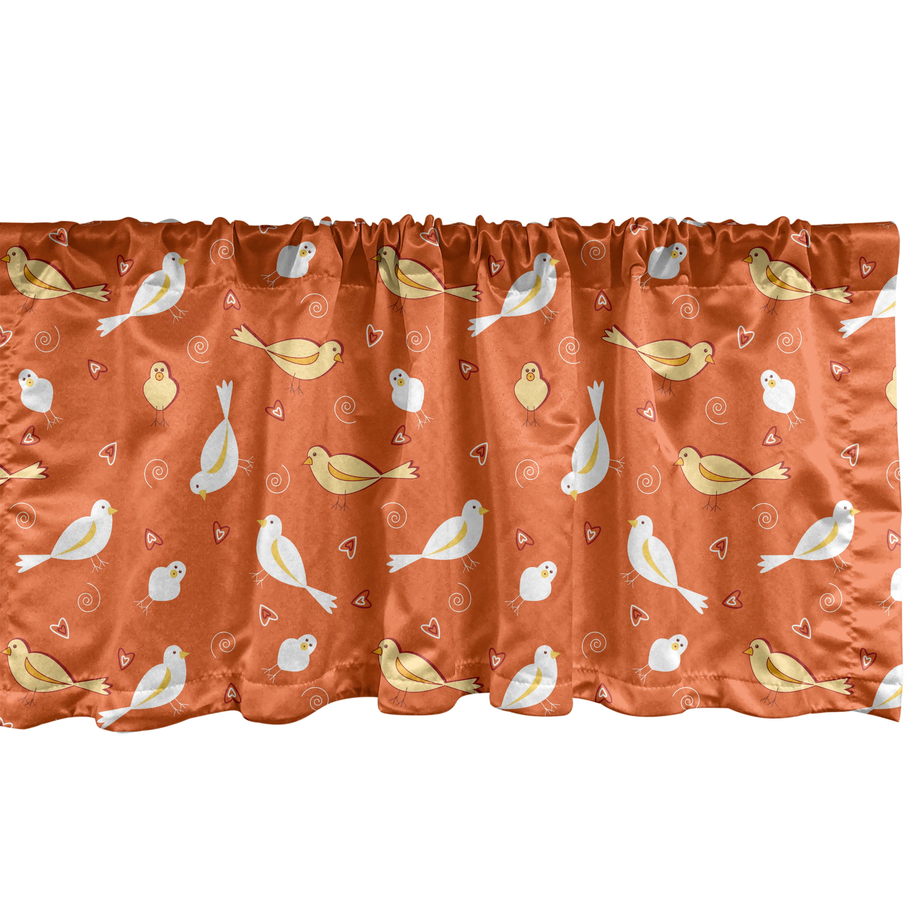 Ambesonne Vintage Window Valance, Birds with Heart Shapes, 54" X 18 ...