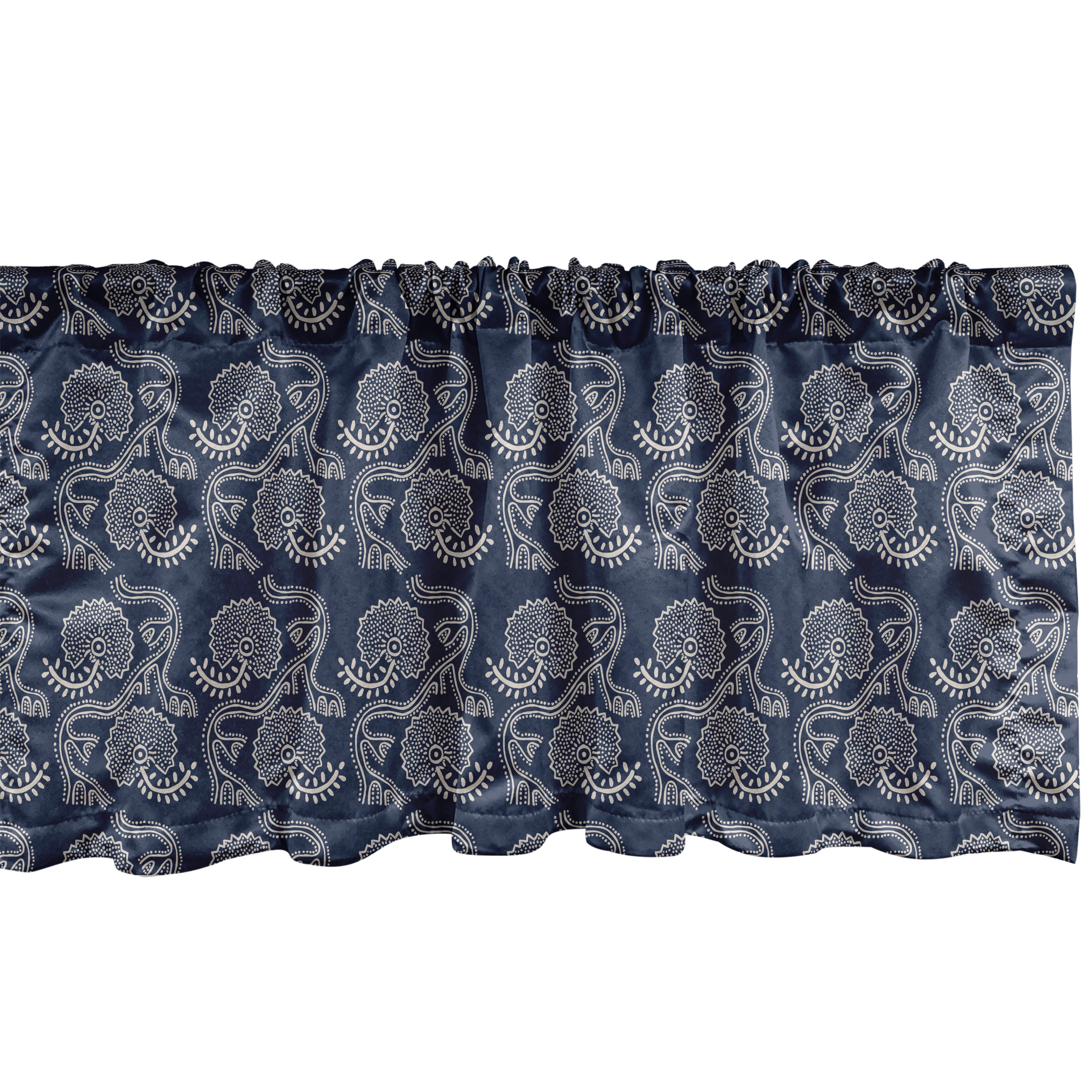 Ambesonne Vintage Window Valance, Floral Dotted Artwork Pattern with ...