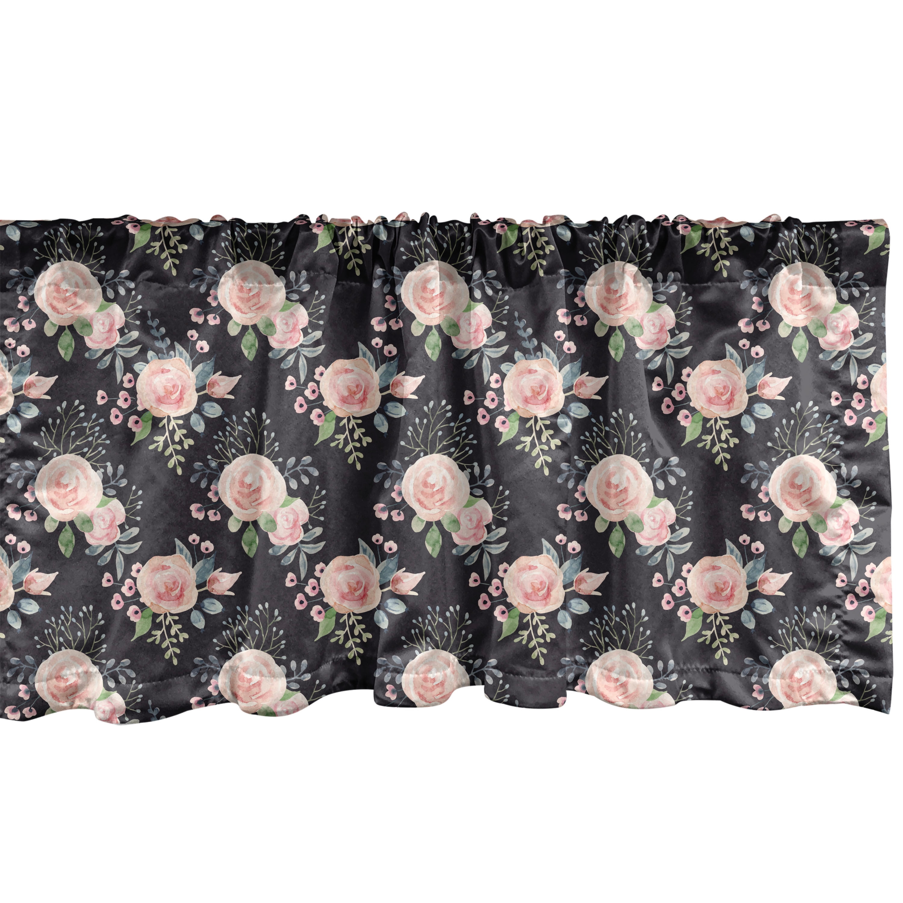 Ambesonne Vintage Window Valance, Floral English Garden Roses, 54" X 18 ...