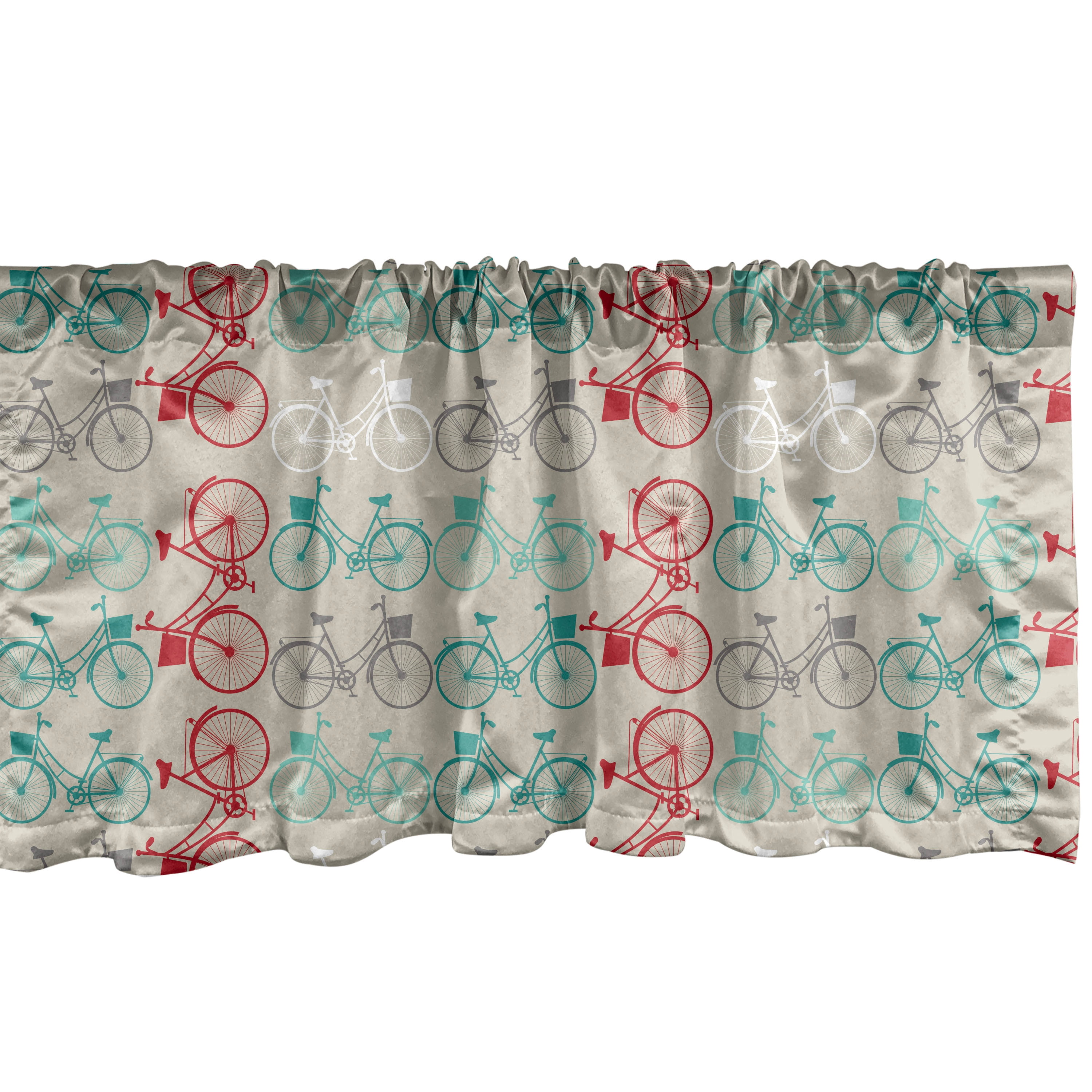 Ambesonne Vintage Window Valance, Old Fashioned Bike Pattern, 42" x 18 ...