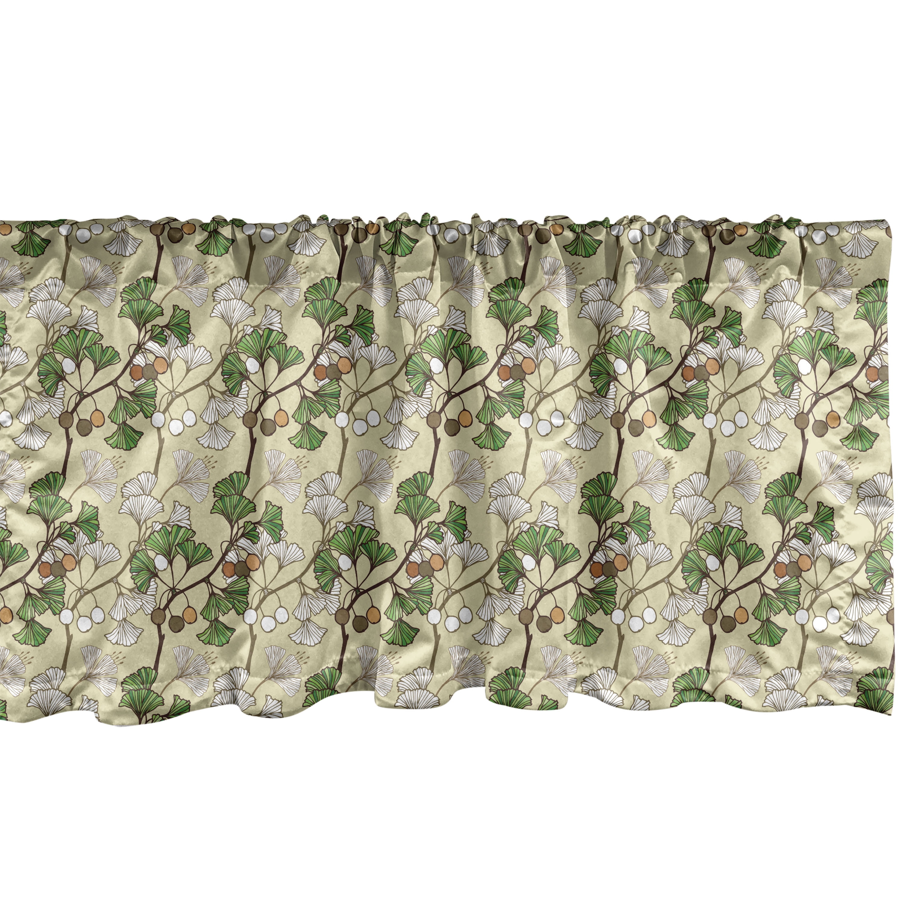 Ambesonne Vintage Window Valance, Repeating Ginkgo Leaves Art, 54" X 18 ...