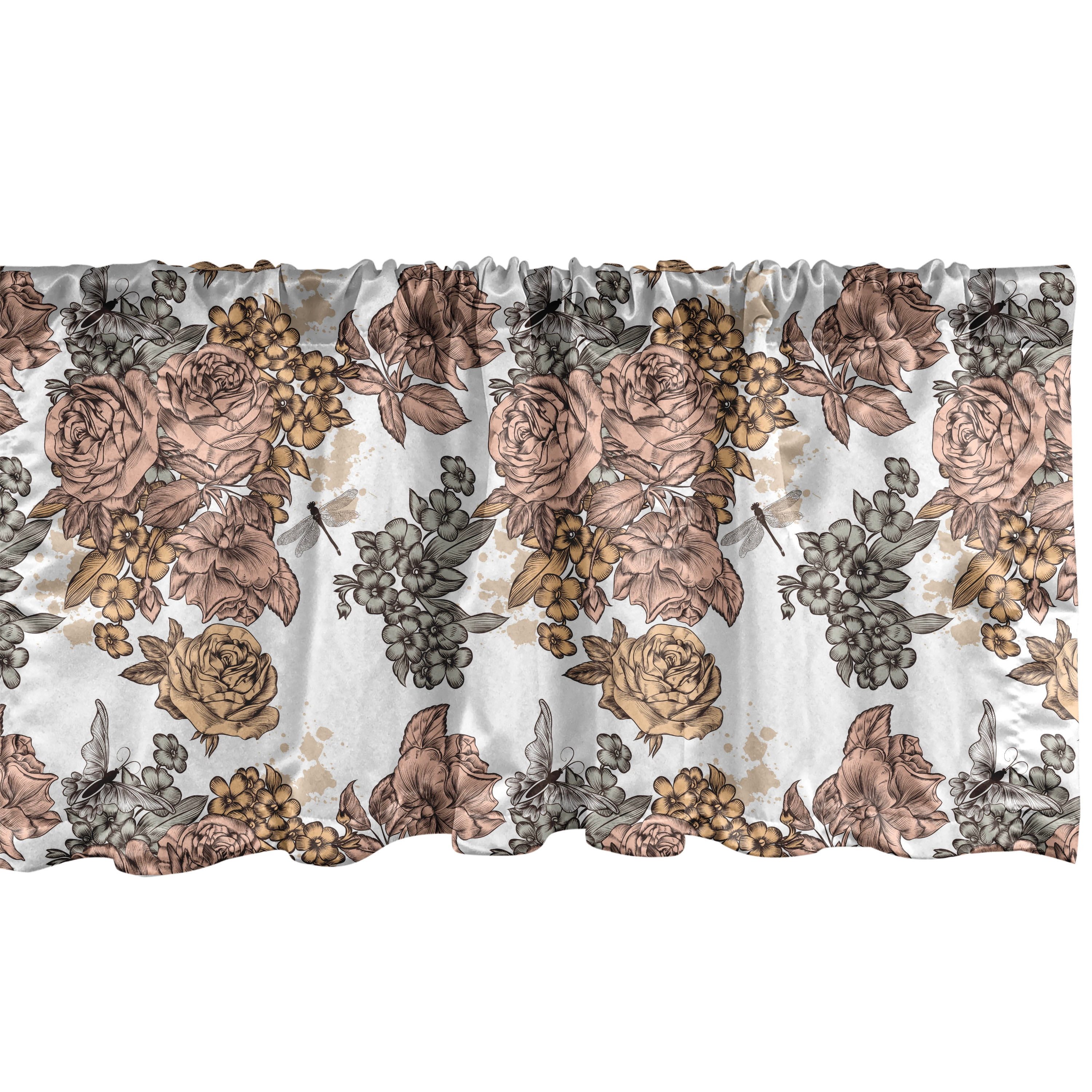 Ambesonne Vintage Window Valance, Victorian Romantic Rose, 54" X 18 ...