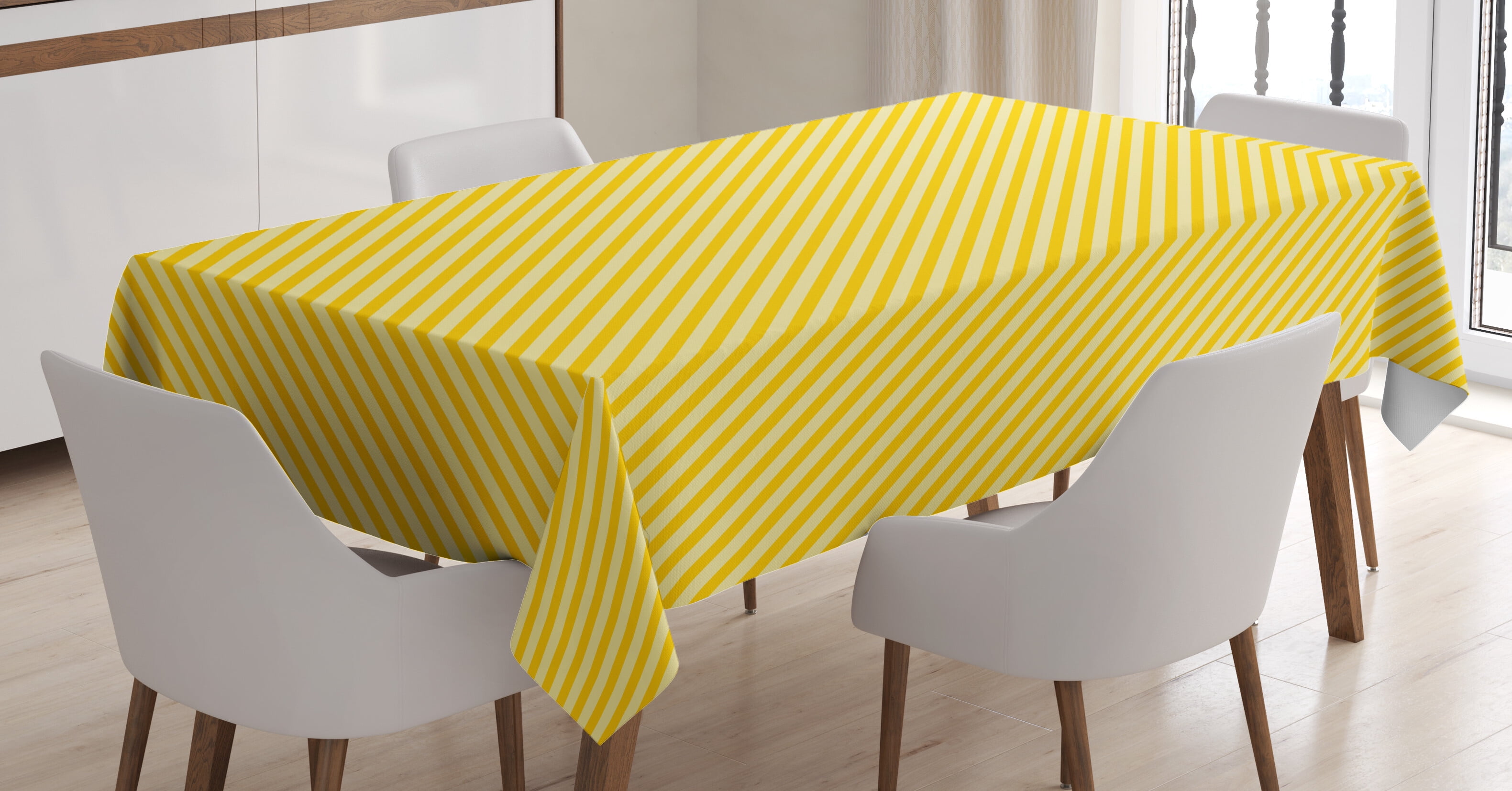 Ambesonne Vintage Yellow Tablecloth Rectangular Table Cover, Striped ...