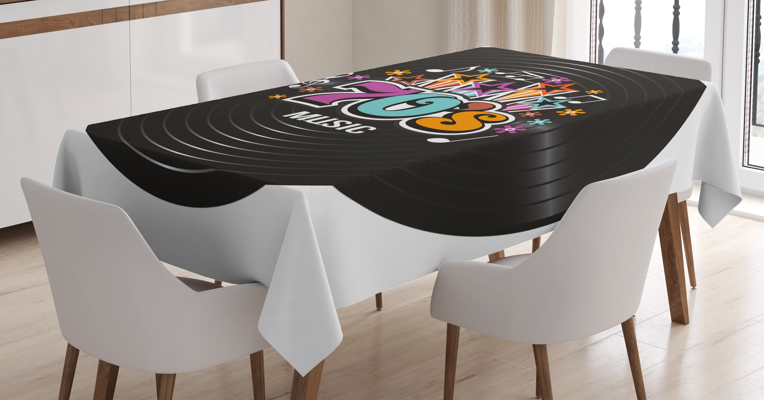 Ambesonne Vinyl Tablecloth Rectangular Table Cover, 70s Record ...