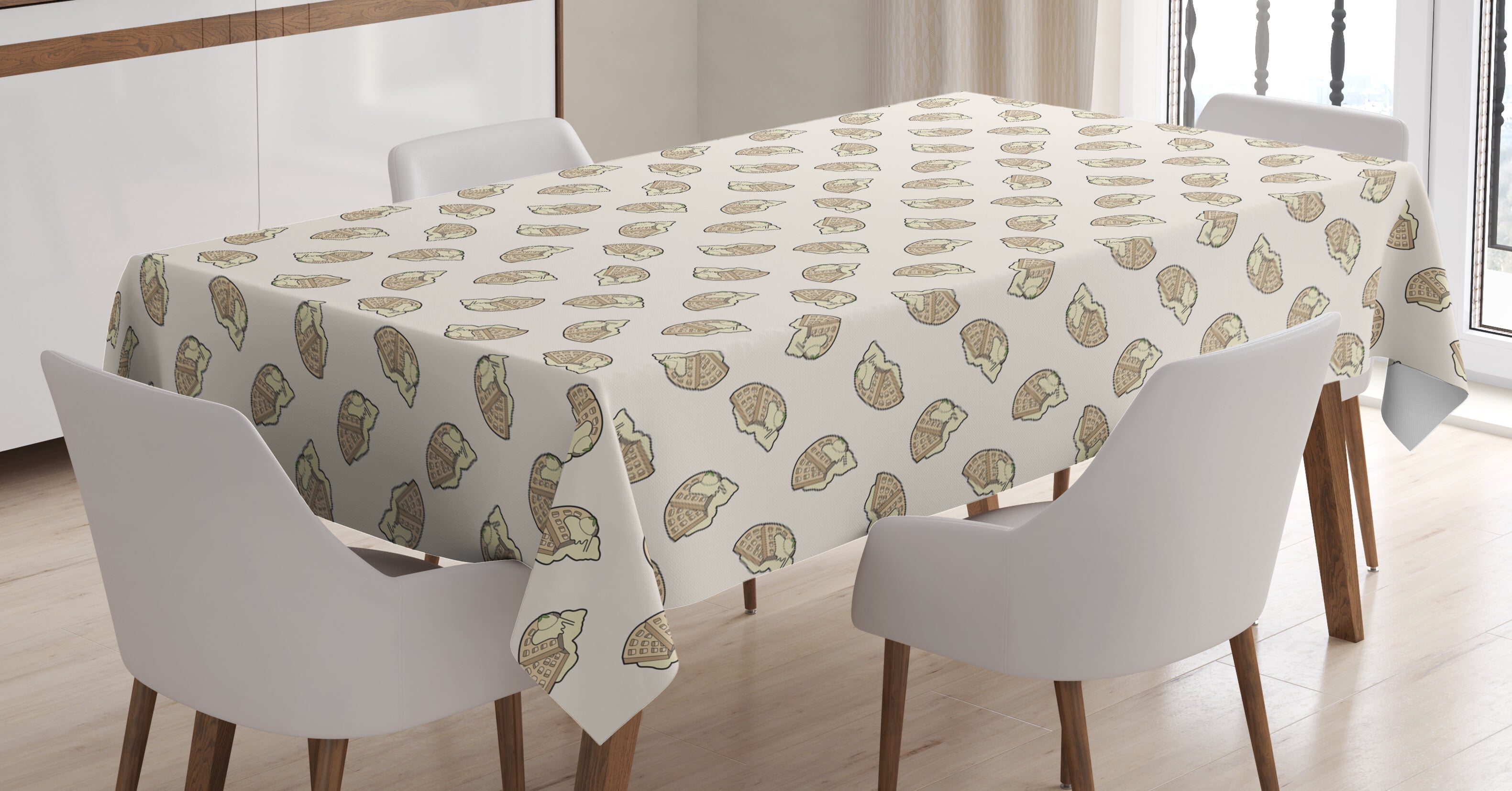 Ambesonne Waffle Tablecloth Rectangular Table Cover, Delicious ...