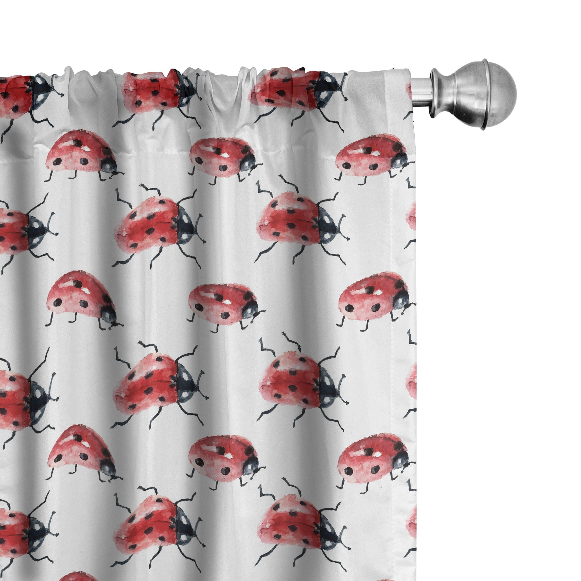 Ambesonne Watercolor Window Curtains, Lady Bug Insect, Each 28" W x 95 ...