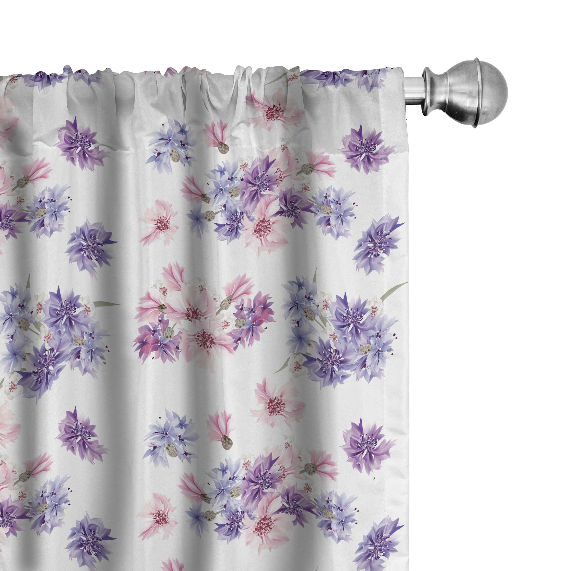 Ambesonne Watercolor Curtains, Wedding Flowers, Pair of 28"x84", Lilac ...