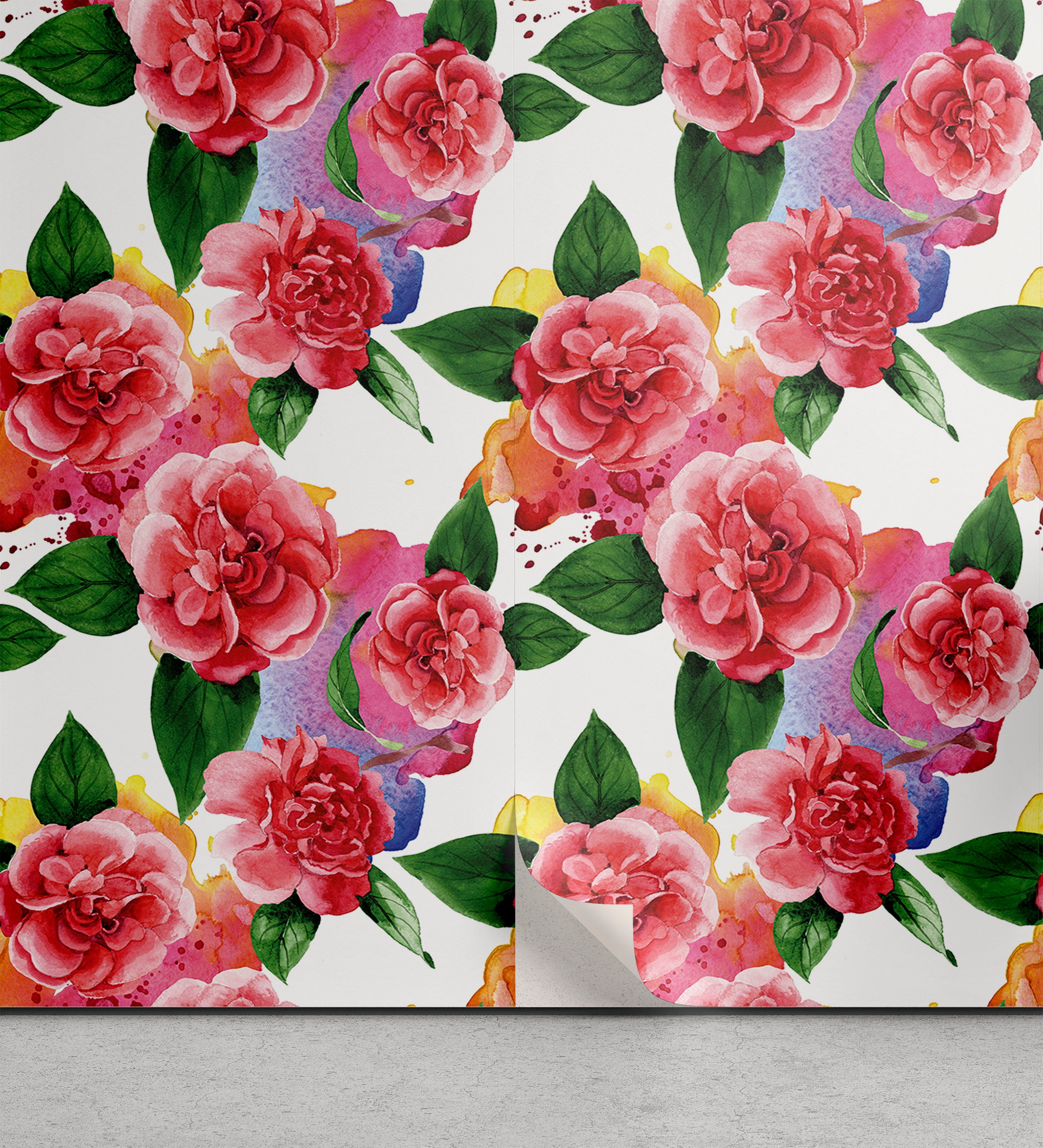 Ambesonne Watercolor Flowers Peel & Stick Wallpaper for Home, Wild ...