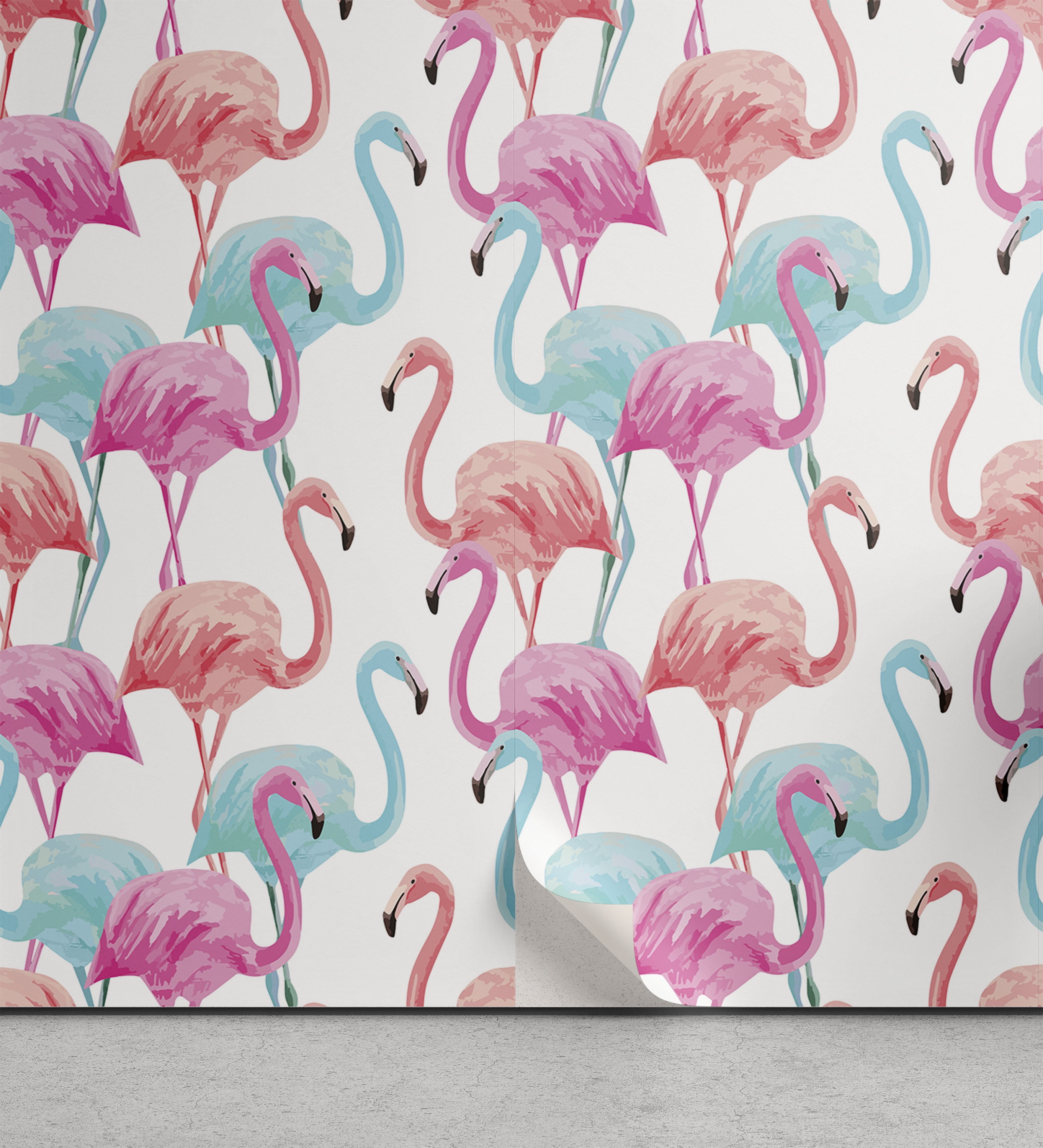 Ambesonne Watercolor Peel & Stick Wallpaper for Home, Hawaii Flamingos ...