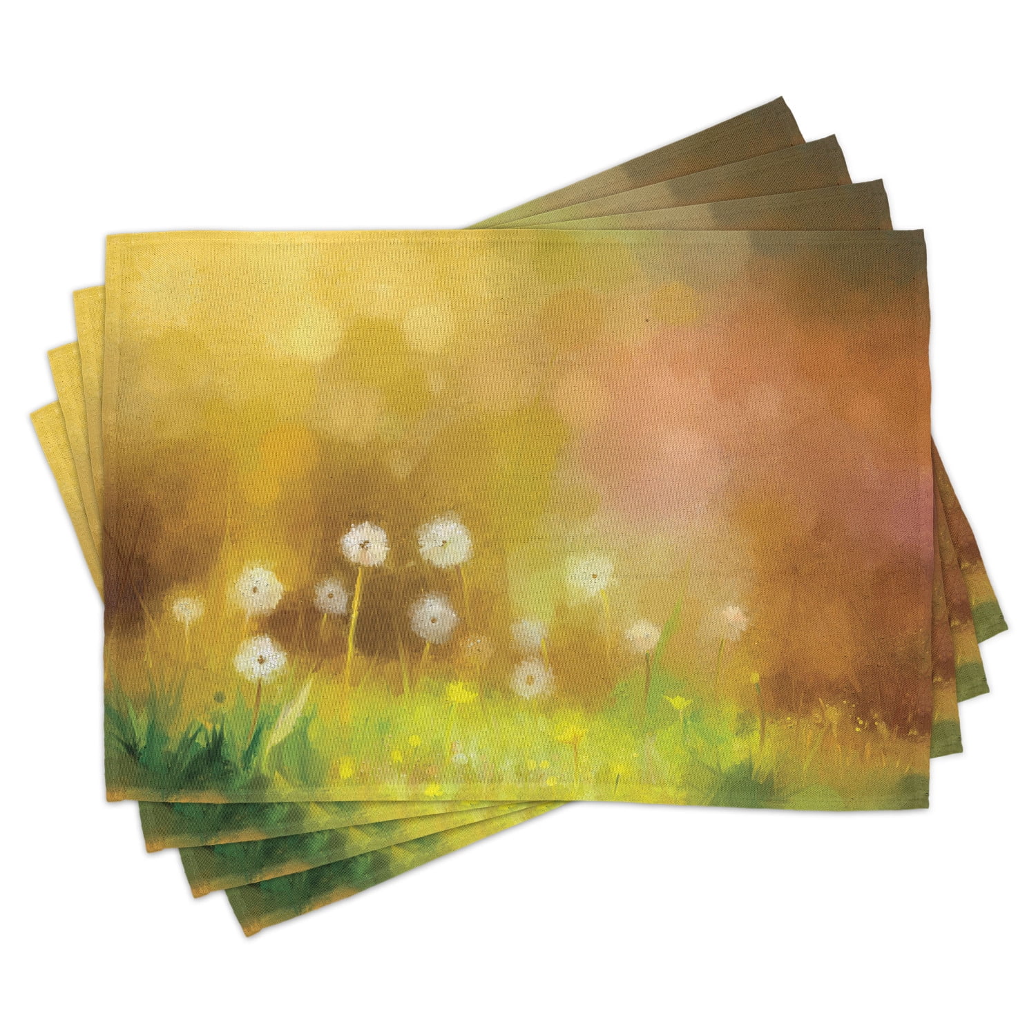 Ambesonne Watercolor Place Mats Set of 4, Dandelions Fawn Colors ...