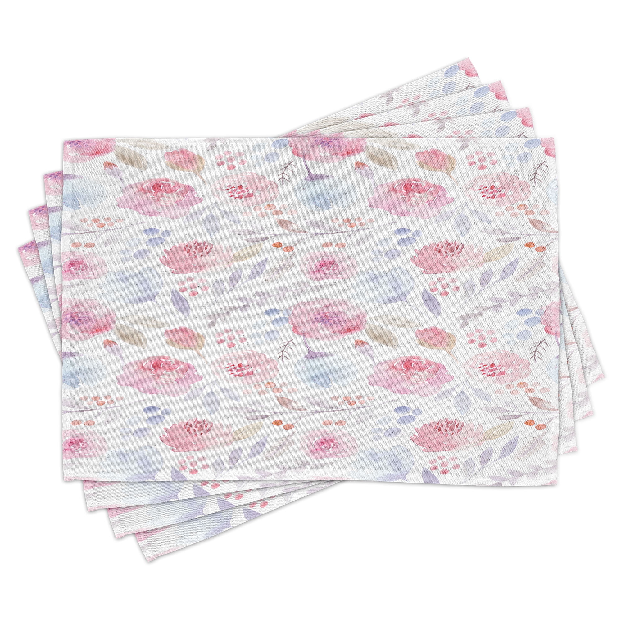 Ambesonne Watercolor Place Mats Set of 4, Delicate Spring Buds ...