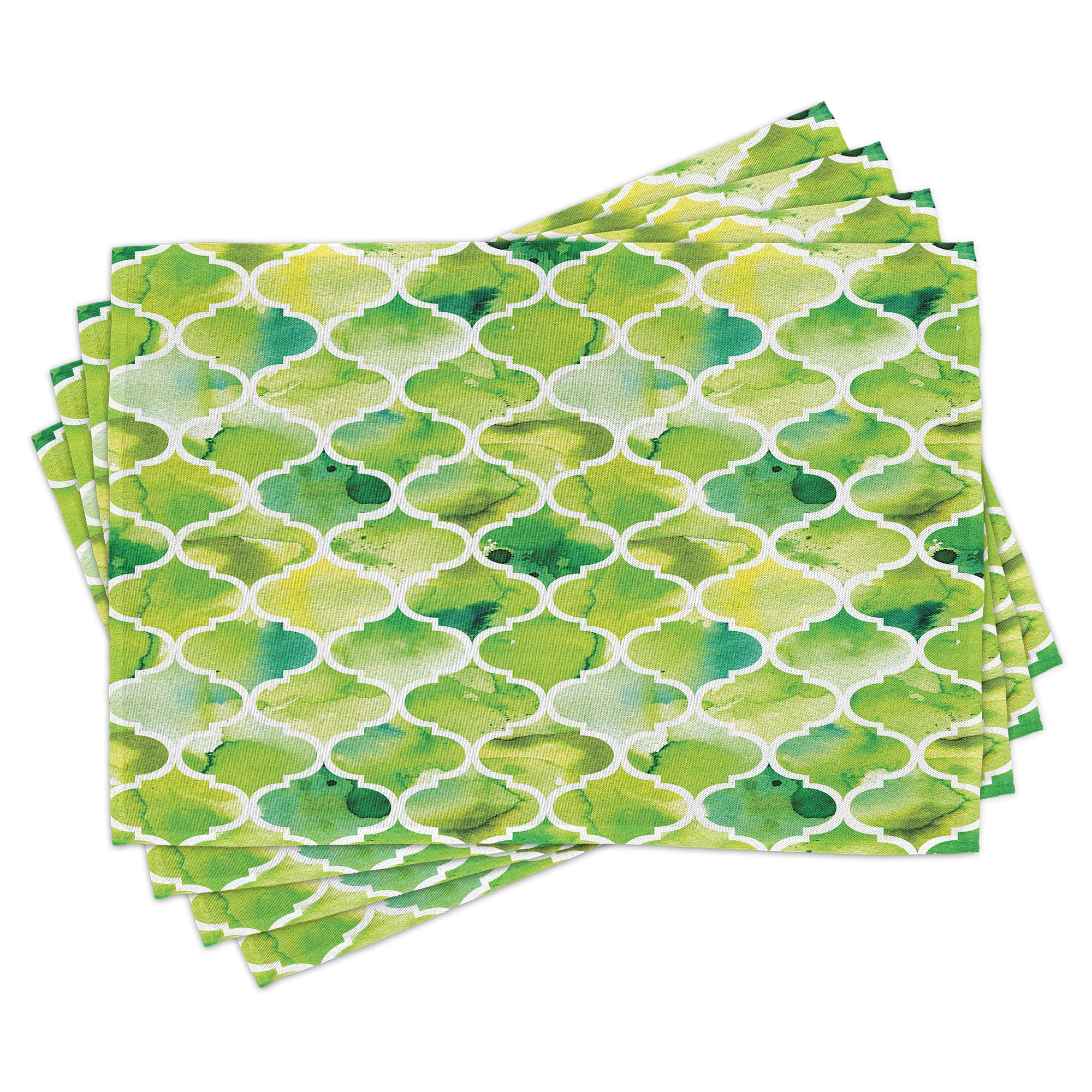 Ambesonne Watercolor Place Mats Set of 4, Moroccan Trellis, Standard ...