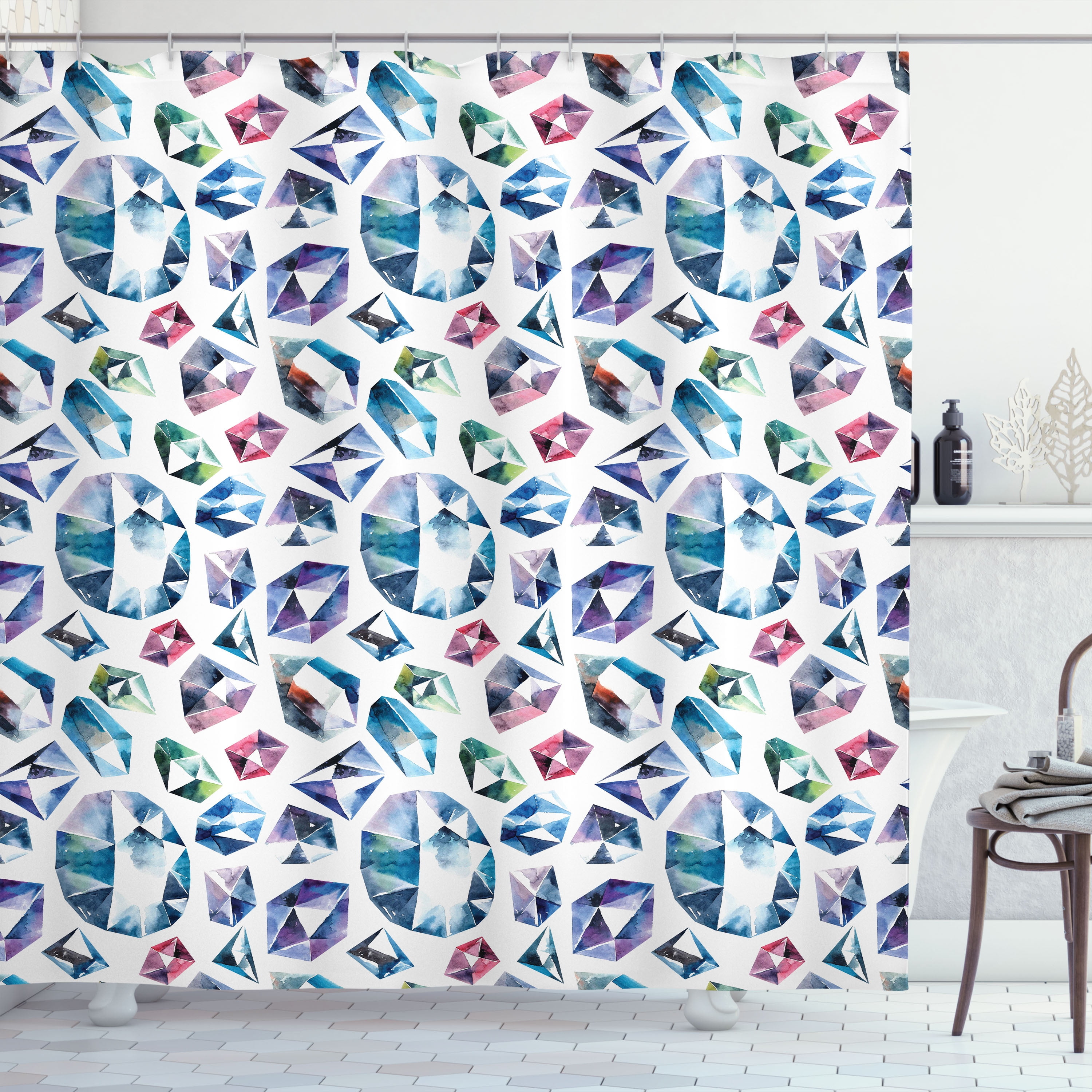 Ambesonne Watercolor Shower Curtain, Diamond Gems Bridal, 69"Wx70"L ...