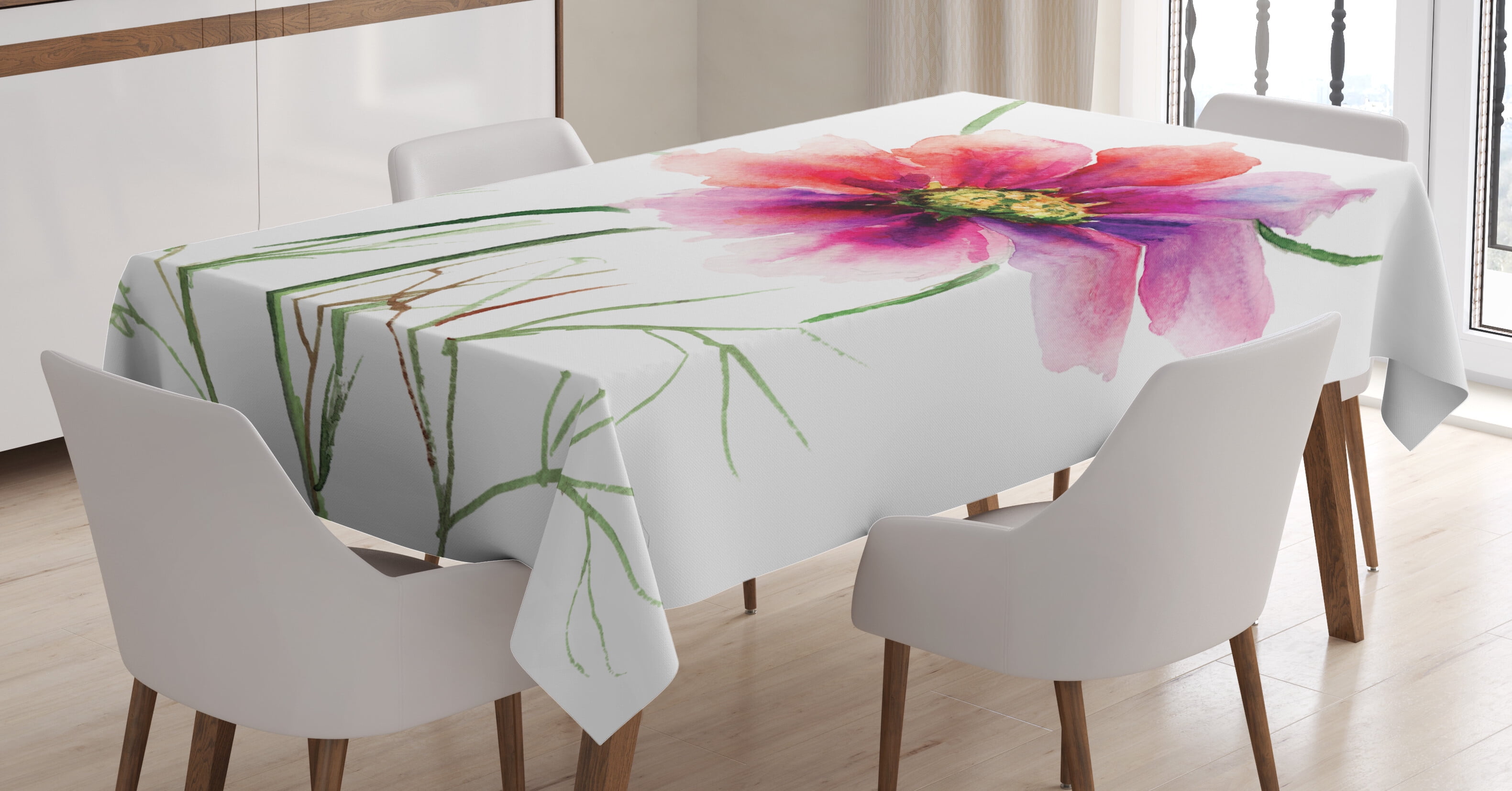 Ambesonne Watercolor Tablecloth Rectangular Table Cover, Floral Blossom ...