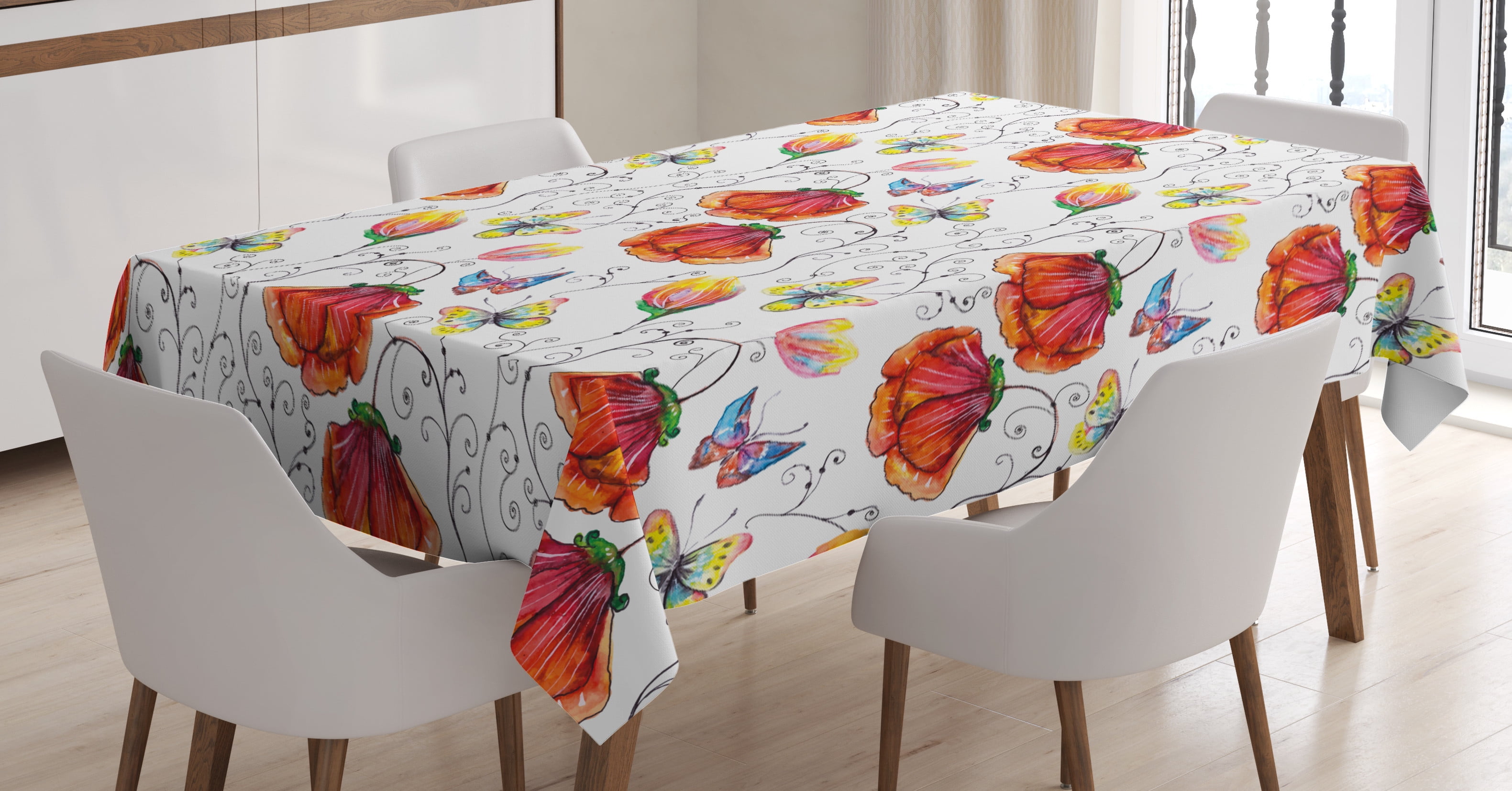 Ambesonne Watercolor Tablecloth Rectangular Table Cover, Natural Scene ...
