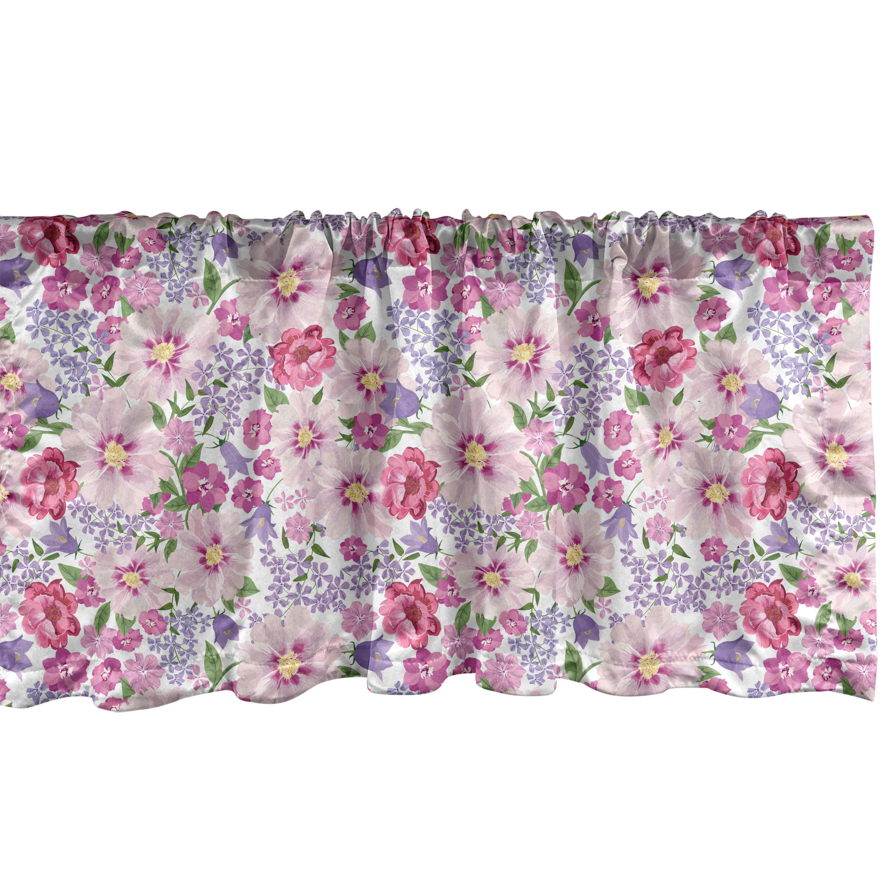 Ambesonne Watercolor Window Valance, Fresh Spring Flora, 54" X 12 ...