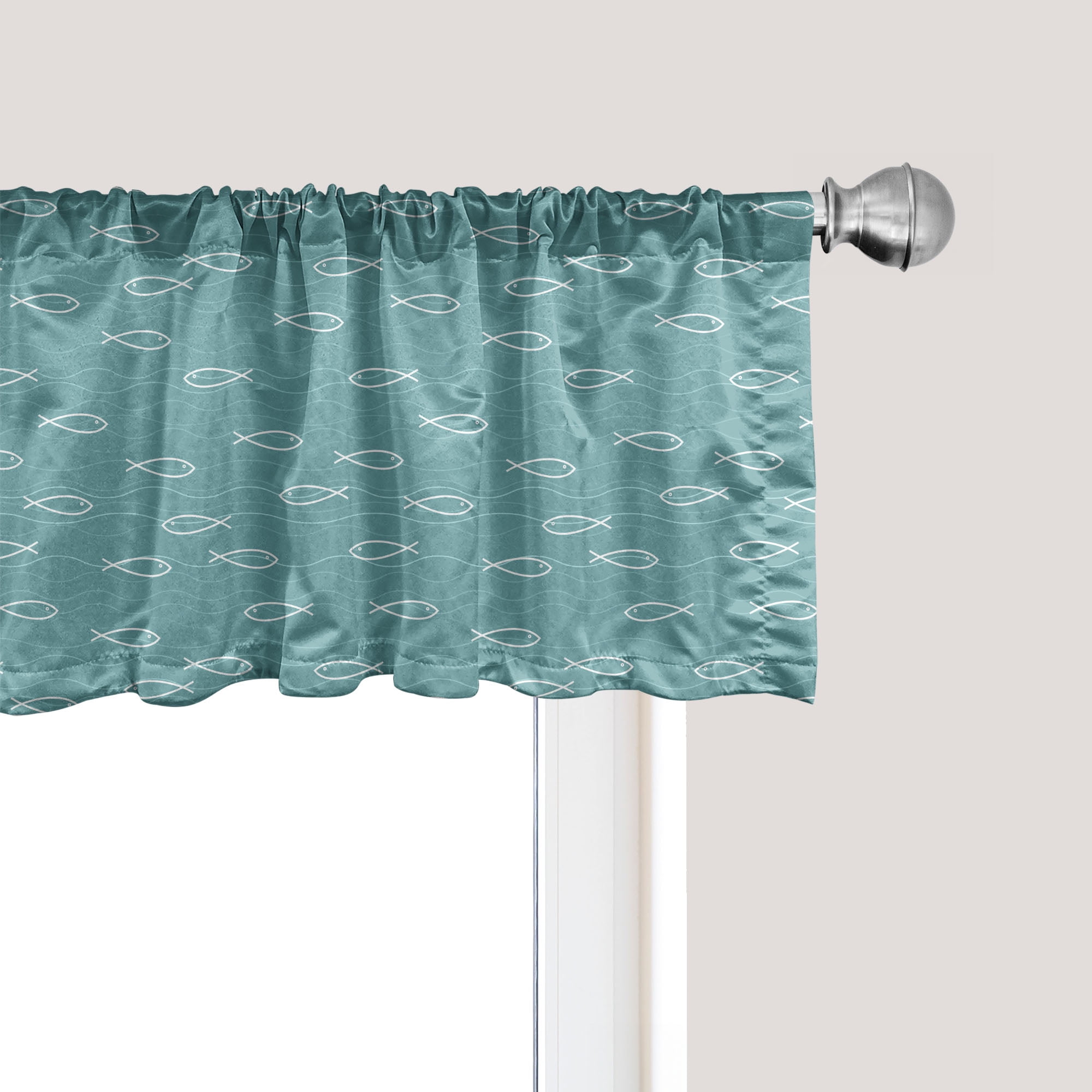 Ambesonne Wave Window Valance, Sea Animals Calm Doodle Art, 54" X 12 ...