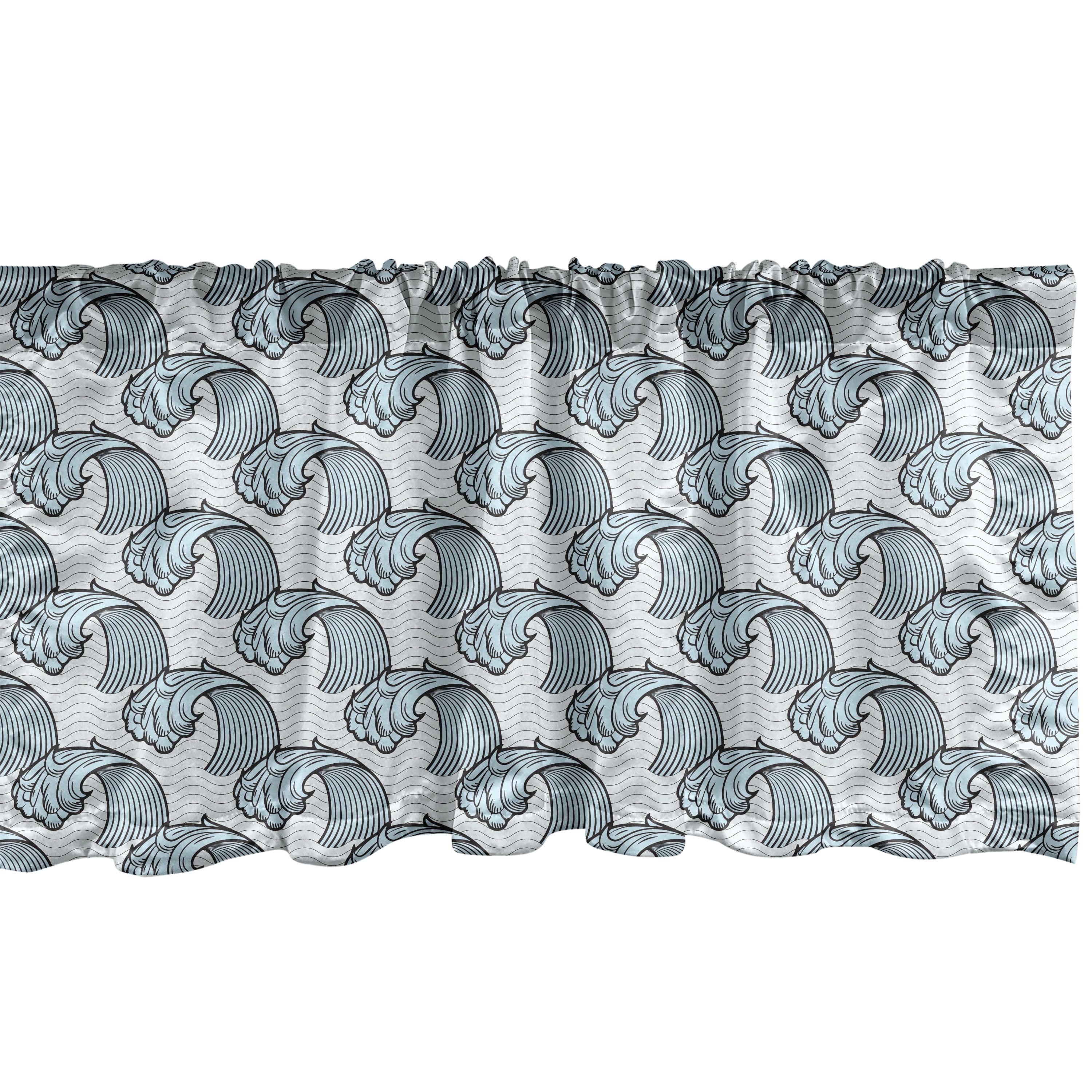 Ambesonne Waves Window Valance, Abstract Doodle Style Illustration of ...