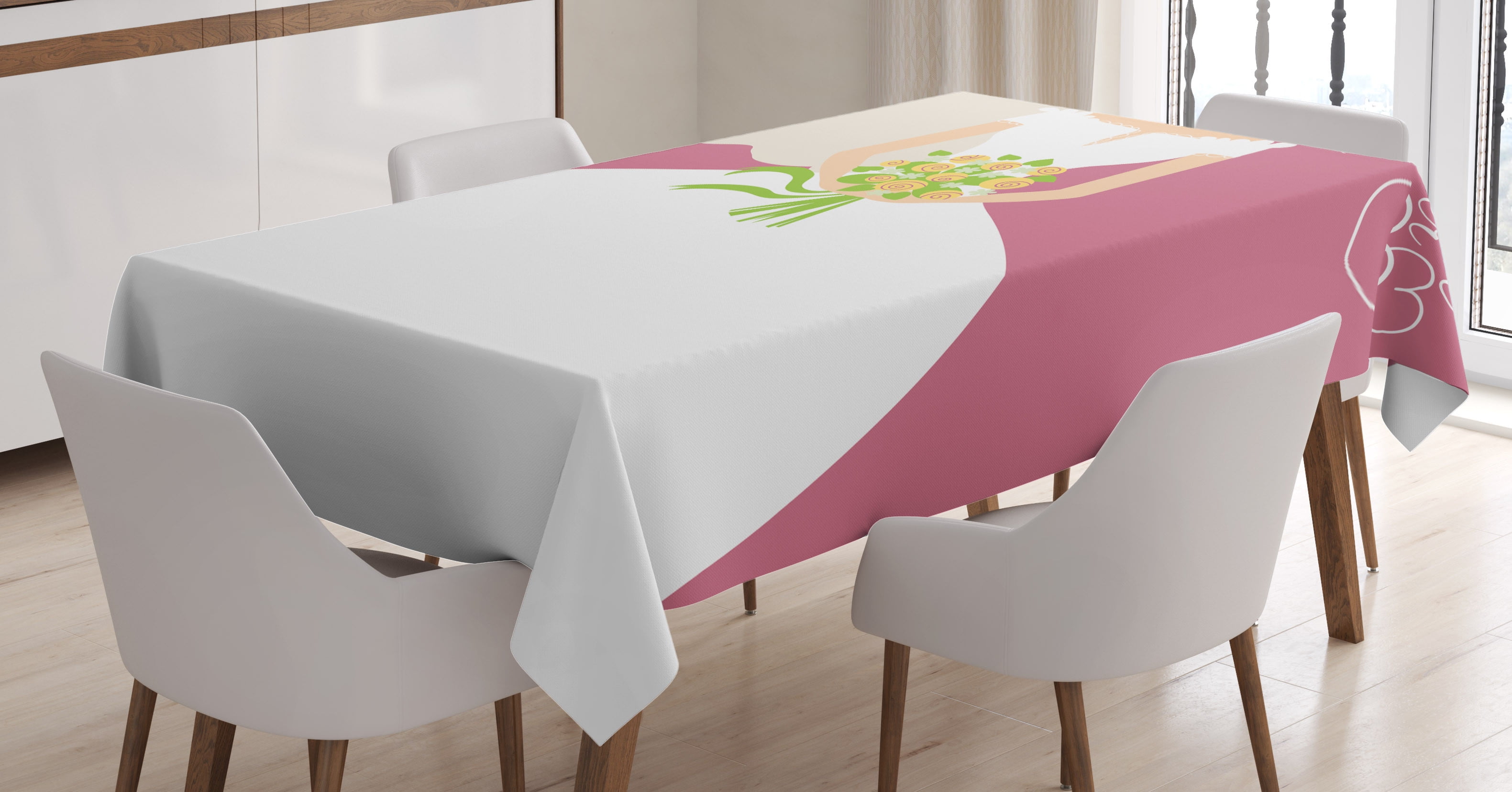 Ambesonne Wedding Tablecloth Rectangular Table Cover, Bride in White ...
