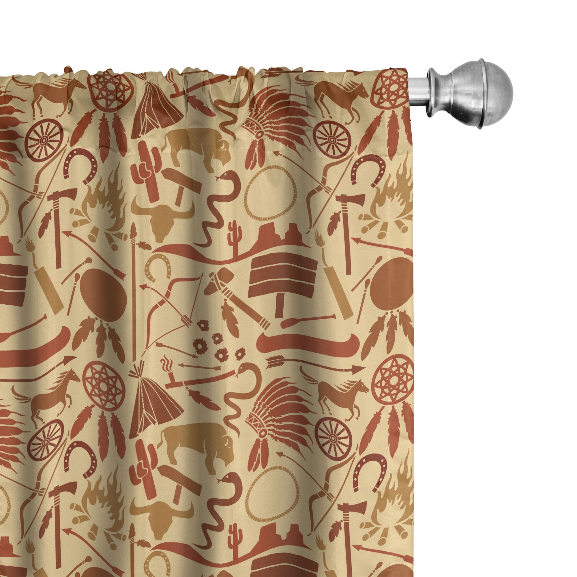 Ambesonne Western Curtains, Hat Snakes Bison Folklore, Pair of 28"x95 ...
