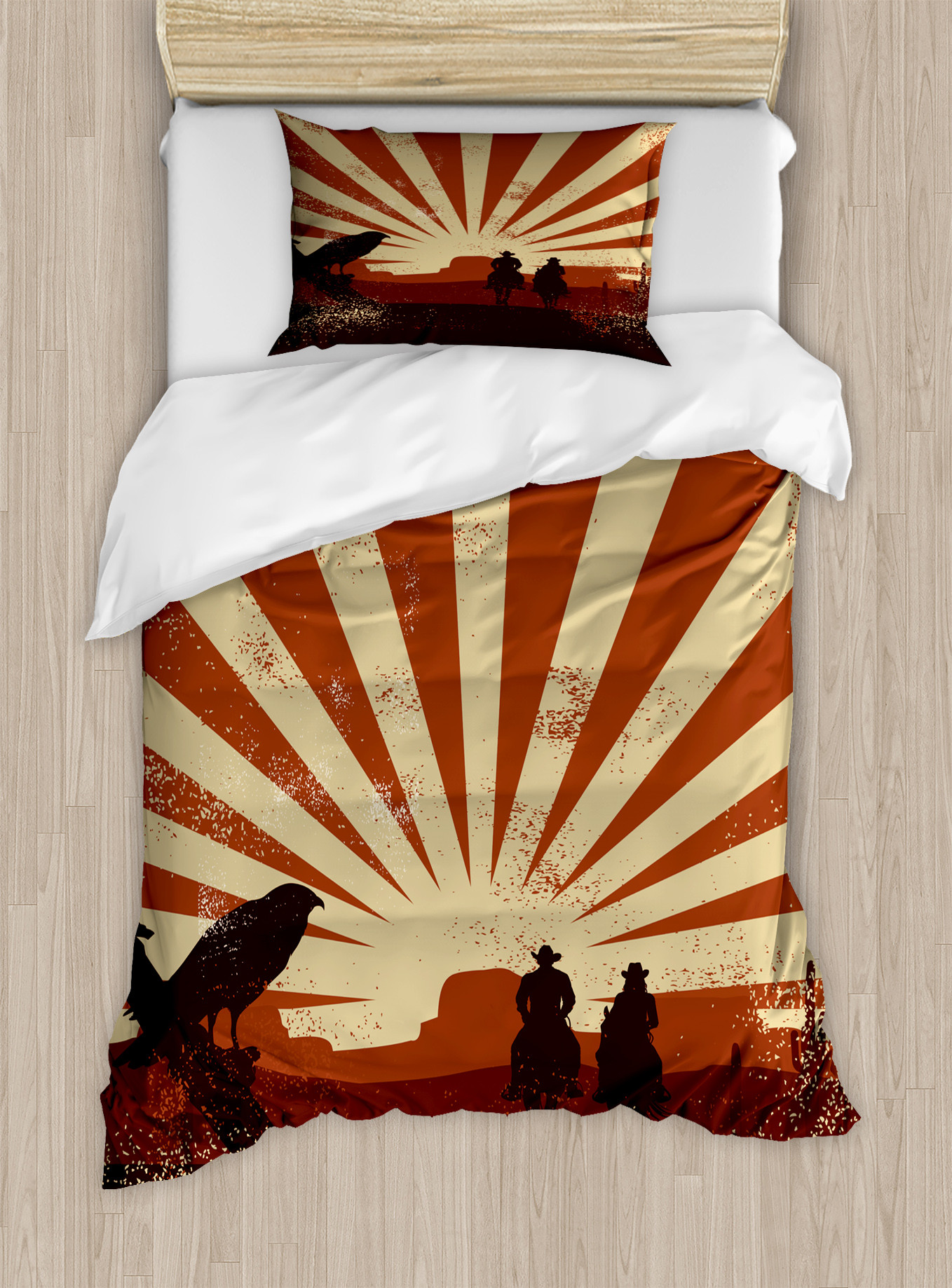 Ambesonne Western Horse Duvet Cover Sets, Cowboy Silhouette, 2-Twin ...
