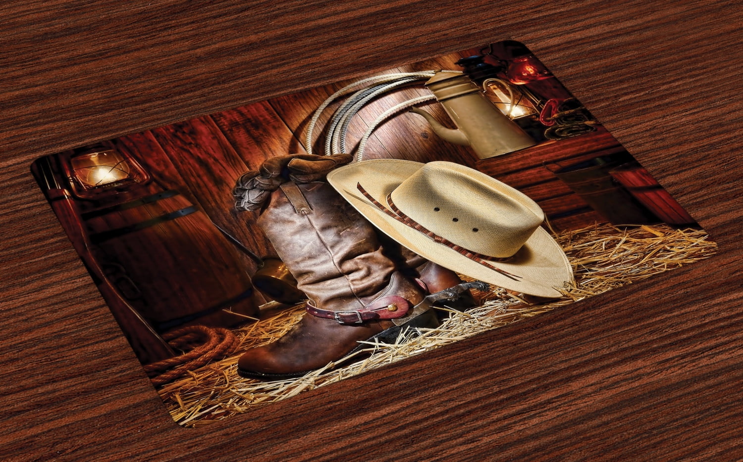 Ambesonne Western Place Mats Set of 4, America Retro Rodeo, Standard ...