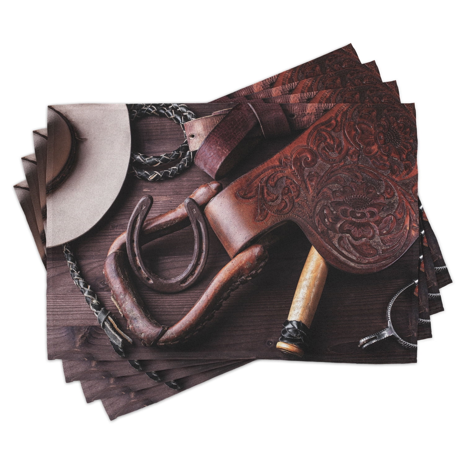 Ambesonne Western Place Mats Set of 4, Design Rural Themed, Standard ...