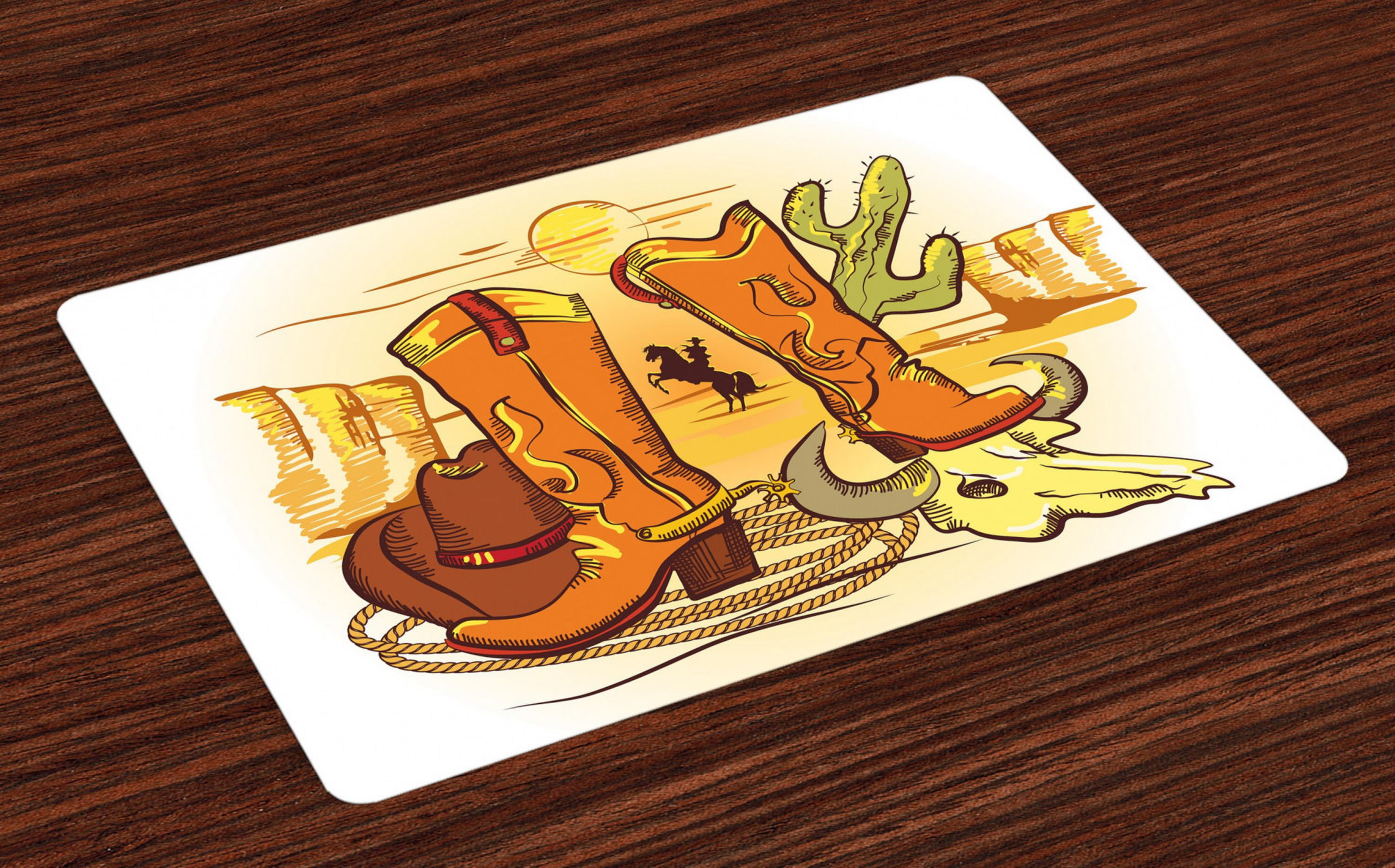 Ambesonne Western Place Mats Set of 4, Old Wild Cowboys, Standard Size ...