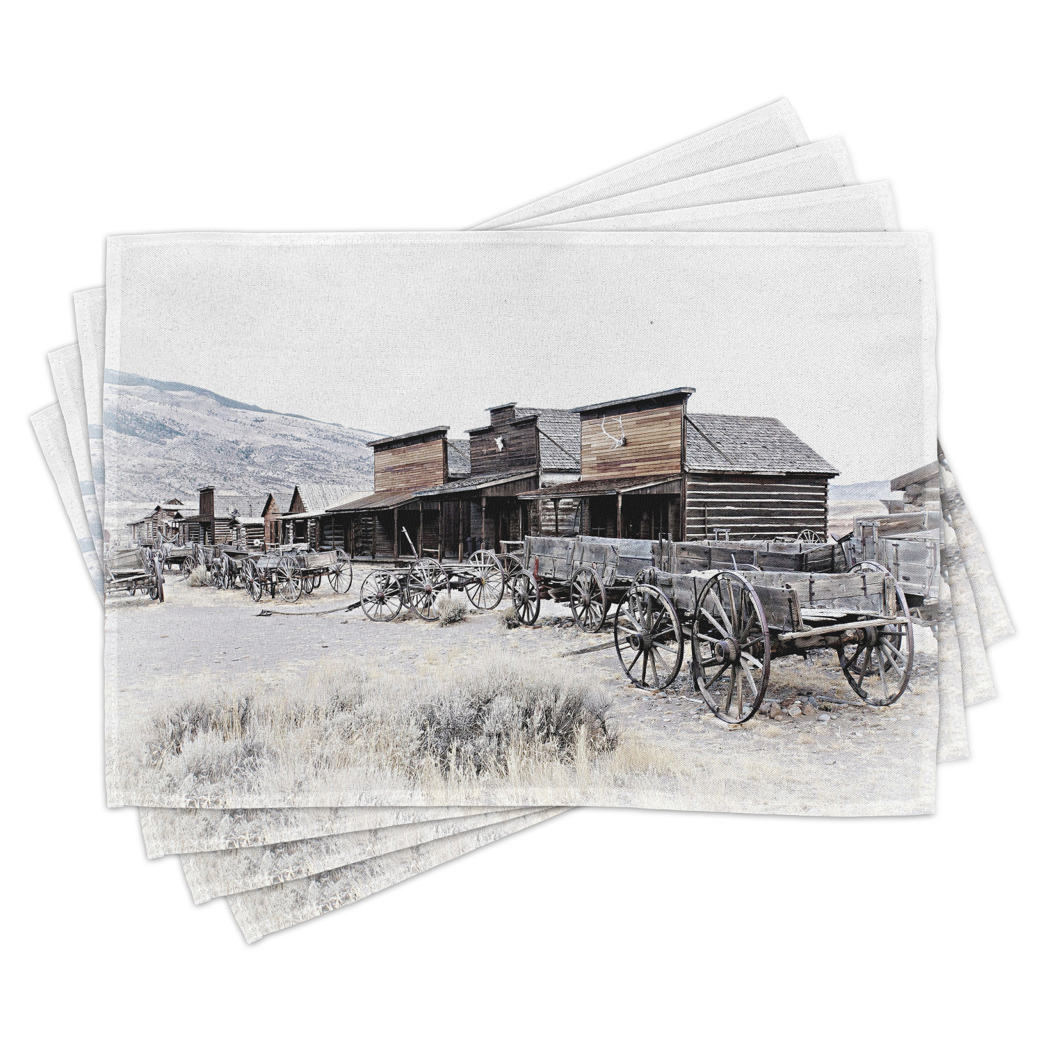 Ambesonne Western Place Mats Set of 4, Old Wooden 20s Town, Standard ...