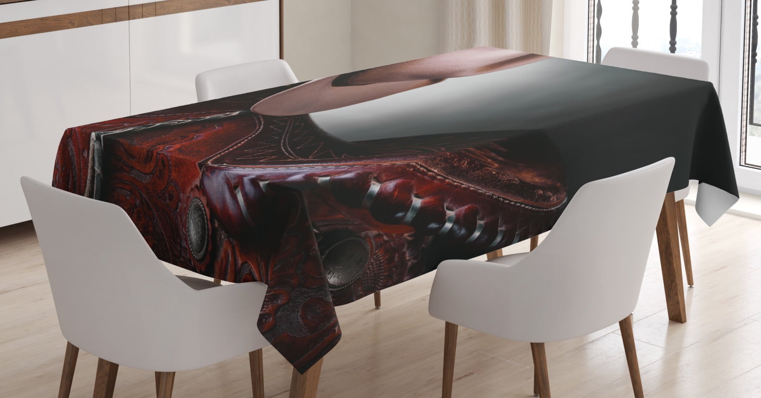 Ambesonne Western Tablecloth Rectangular Table Cover, Cowboy Wild Texas ...