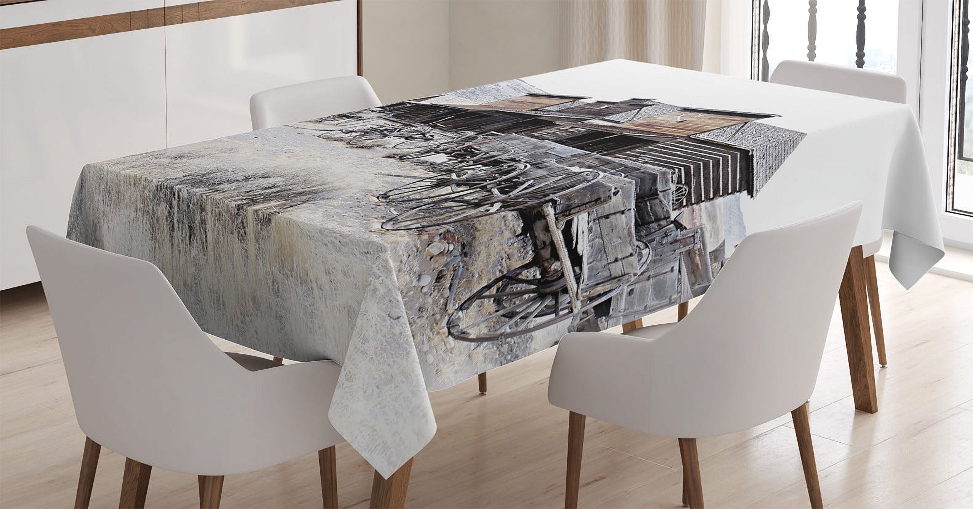 Ambesonne Western Tablecloth Rectangular Table Cover, Old Wooden 20s ...