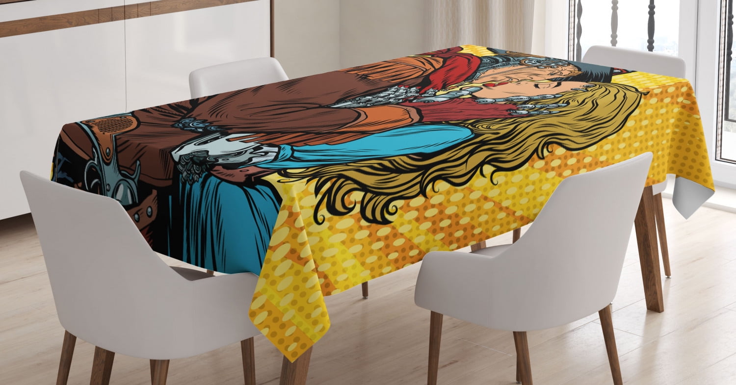 Ambesonne Western Tablecloth Rectangular Table Cover, Steampunk Robots ...