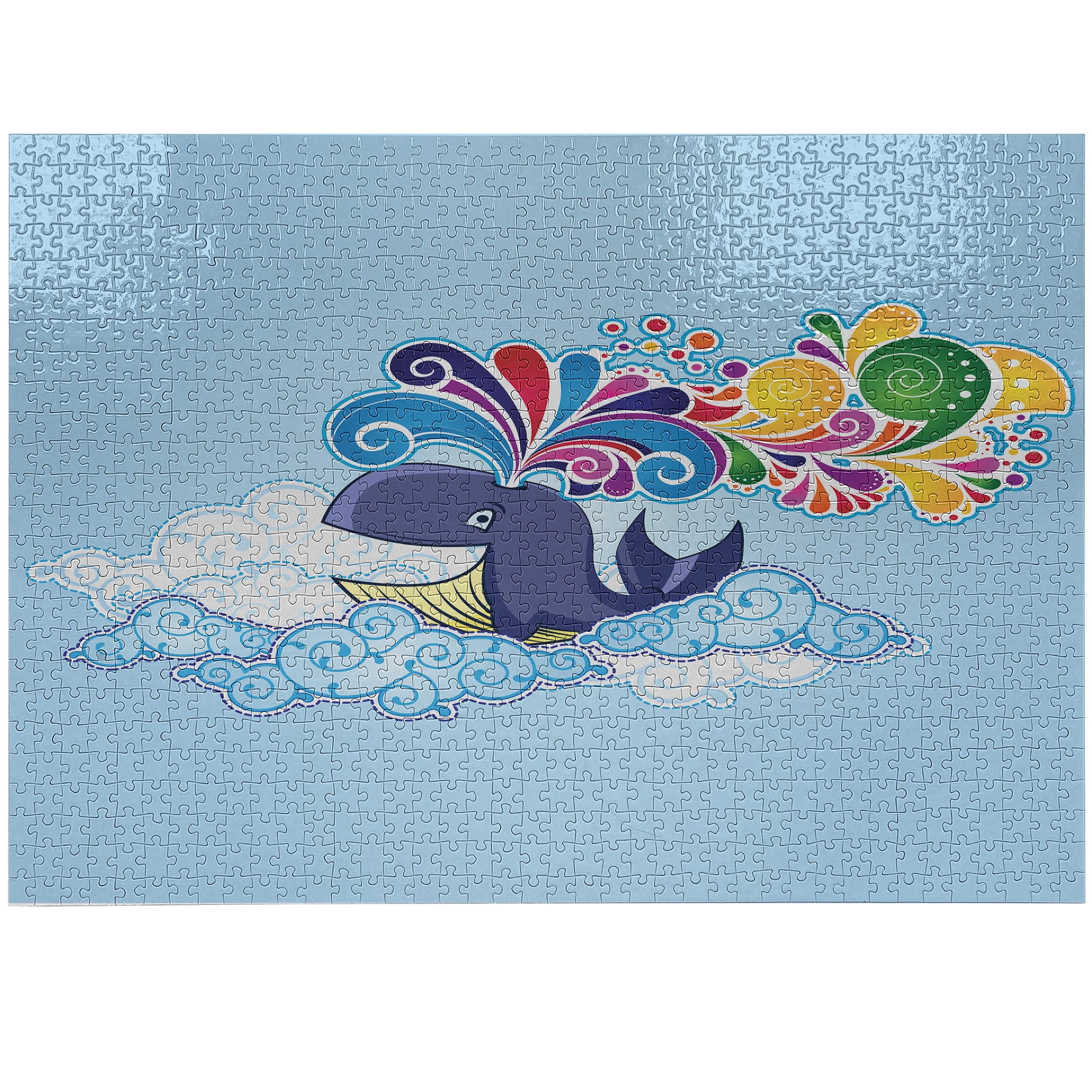 Ambesonne Whale Jigsaw Puzzle, Whale on Cloud Rainbow, Heirloom-Quality ...