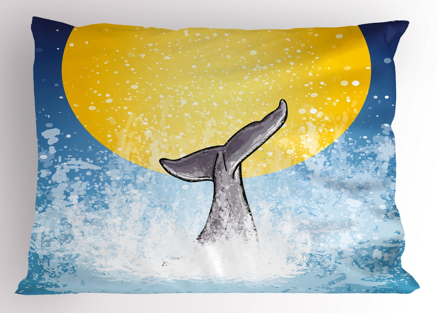Ambesonne Whale Pillow Sham, Fish Tail Ocean Full Moon, 26" X 20 ...