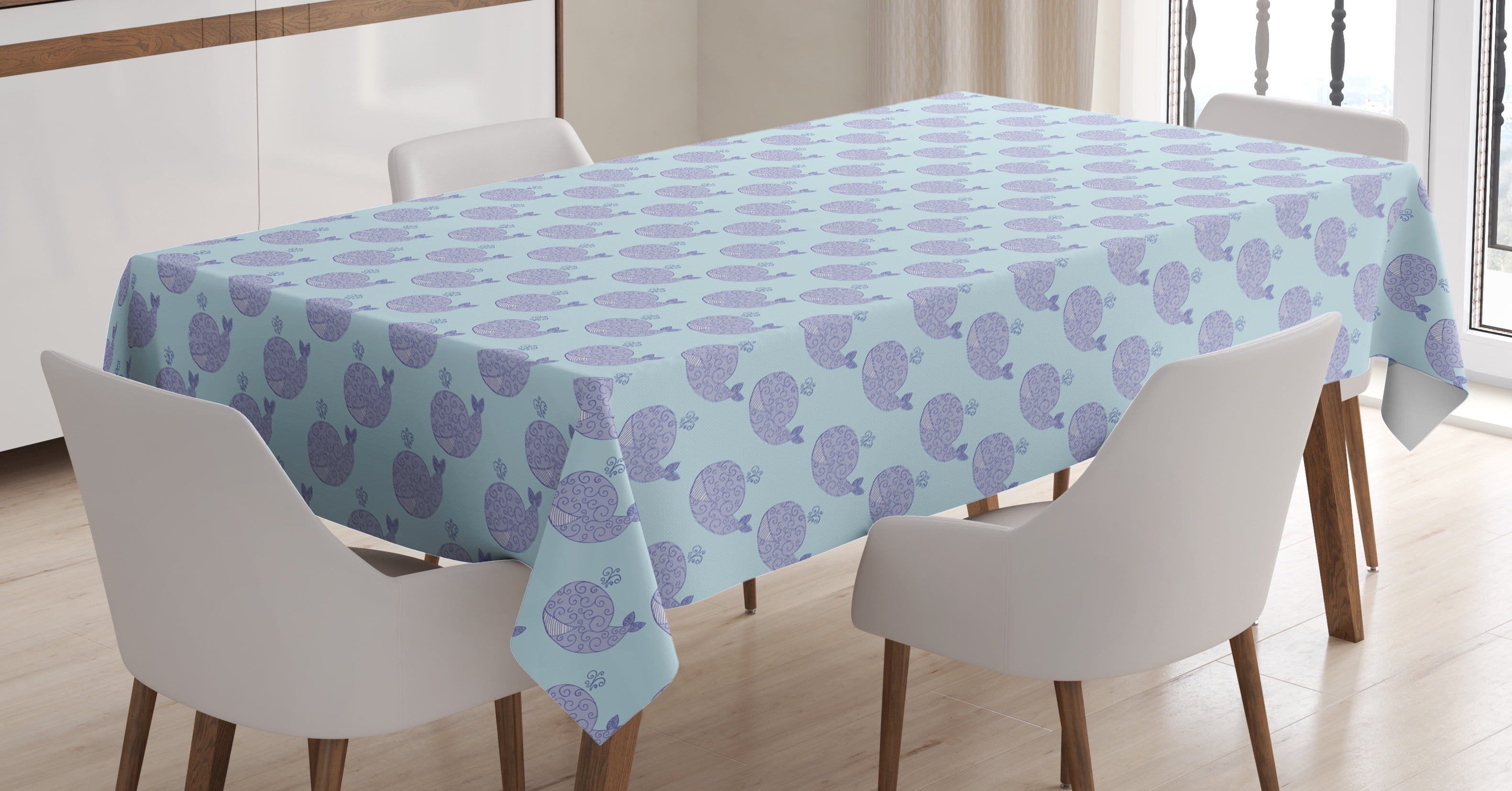 Ambesonne Whale Tablecloth Rectangular Table Cover, Cartoon Animal with ...