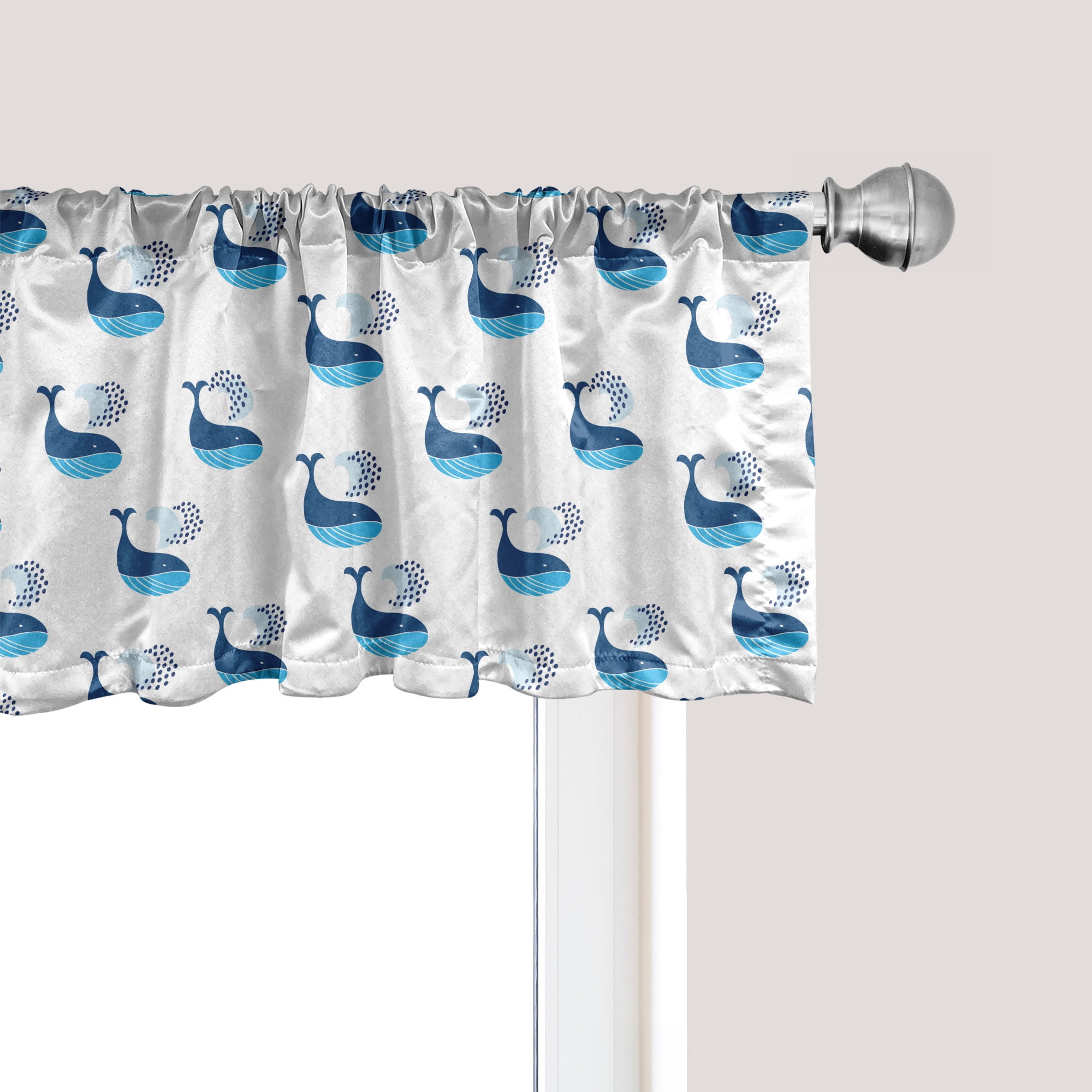 Ambesonne Whale Window Valance, Fish Swimming Ocean, 54" X 12", Dark ...