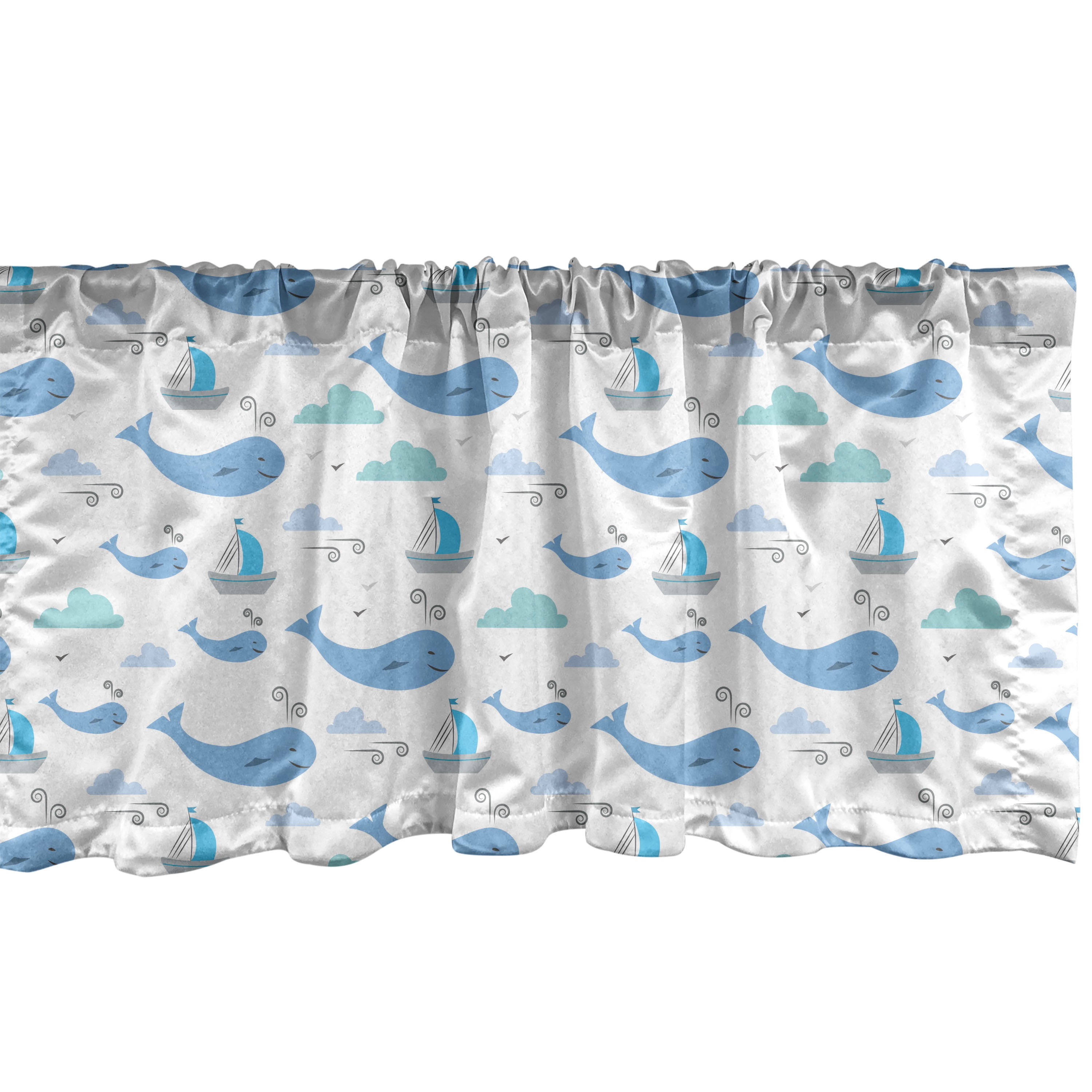 Ambesonne Whale Window Valance, Marine Life Themed Design, 54" X 18 ...