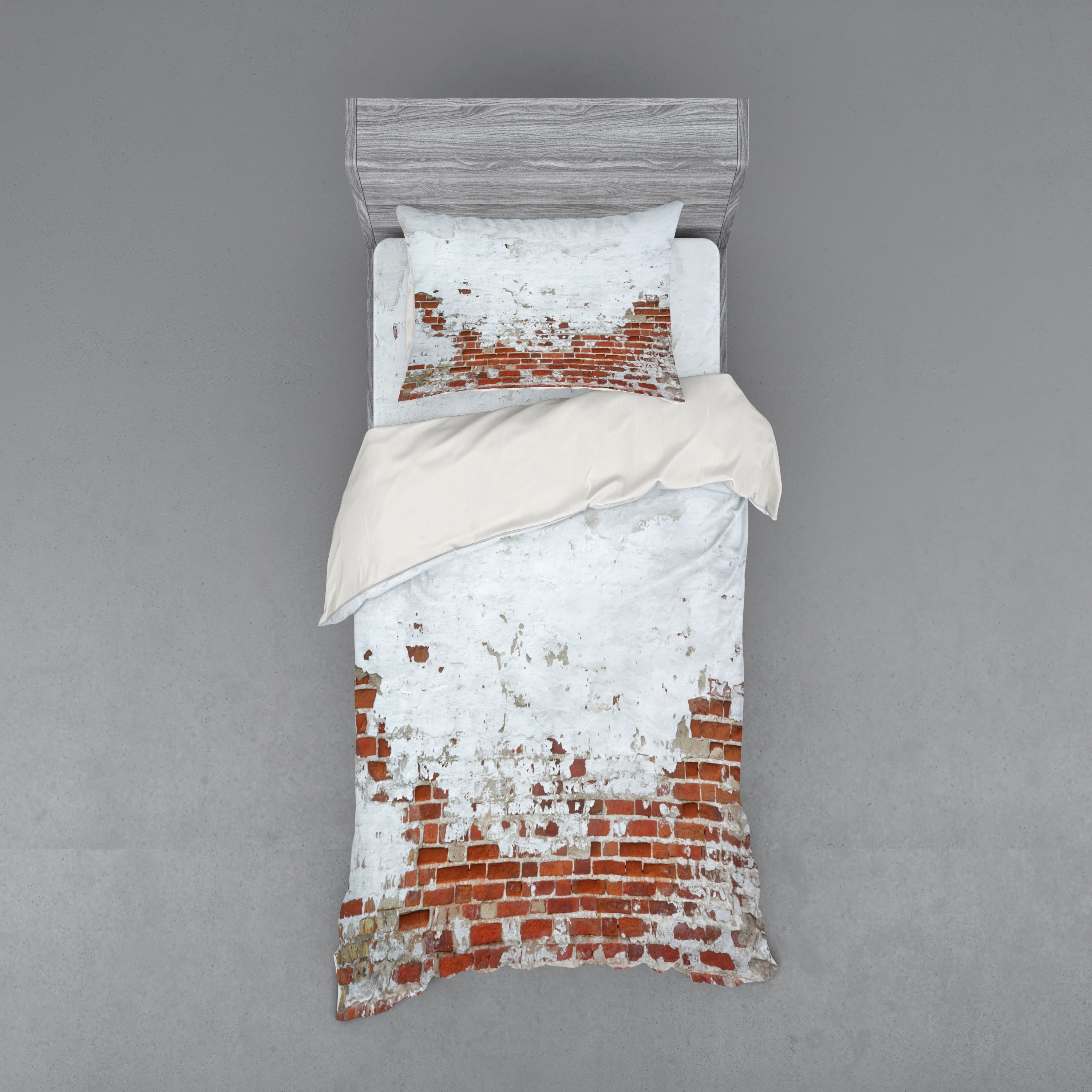 Ambesonne White Bedding Set 3 Pcs, Aged Vintage Brick Wall, Twin, Red ...