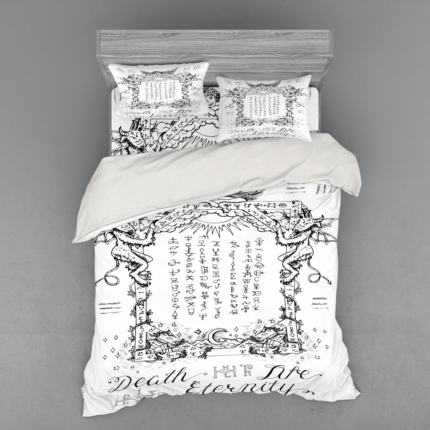 Ambesonne White Bedding Set 4 Pcs, Gothic Medieval Magic, Queen, White ...