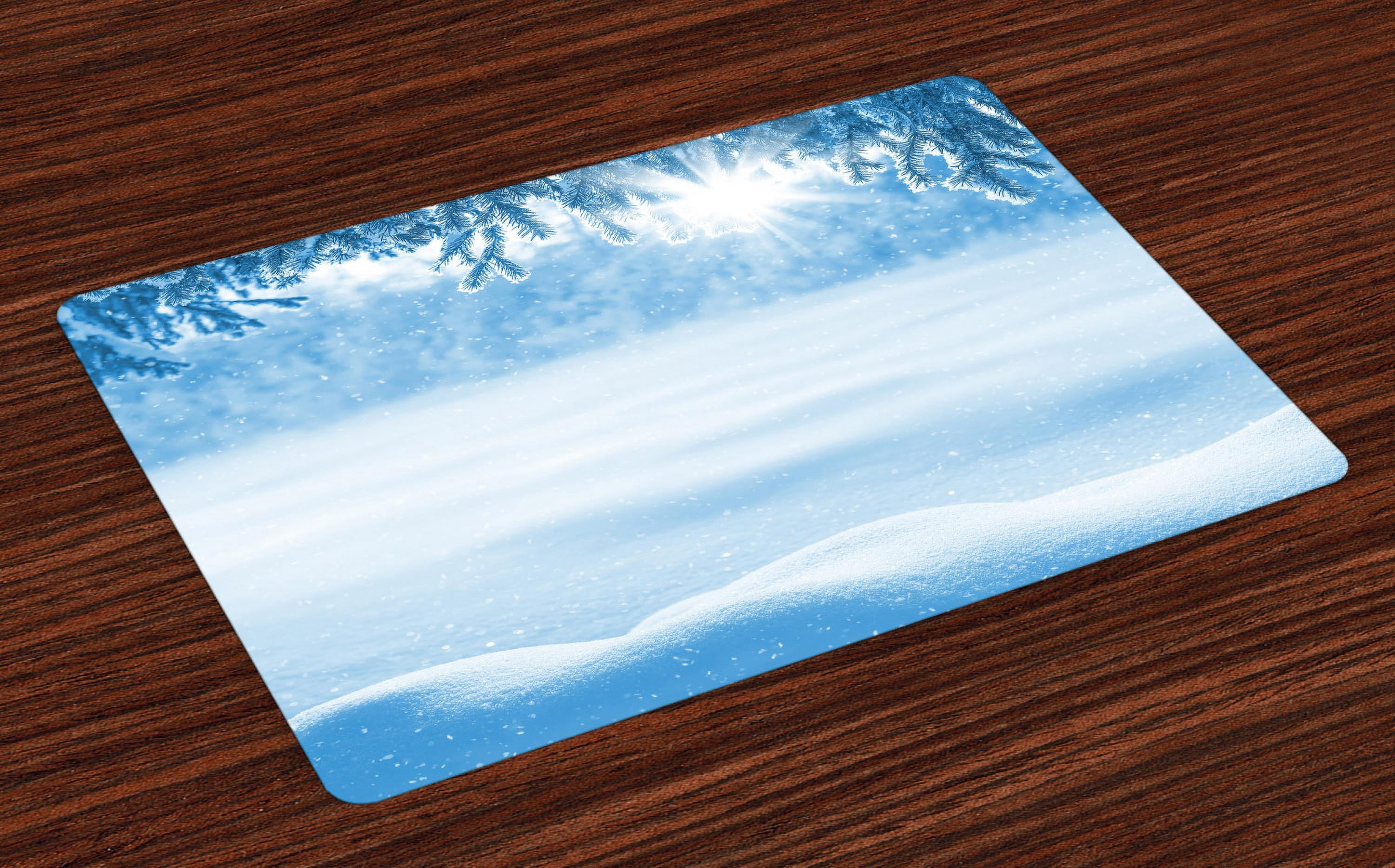 Ambesonne White Place Mats Set of 4, Snow Cold Winter, Standard Size ...