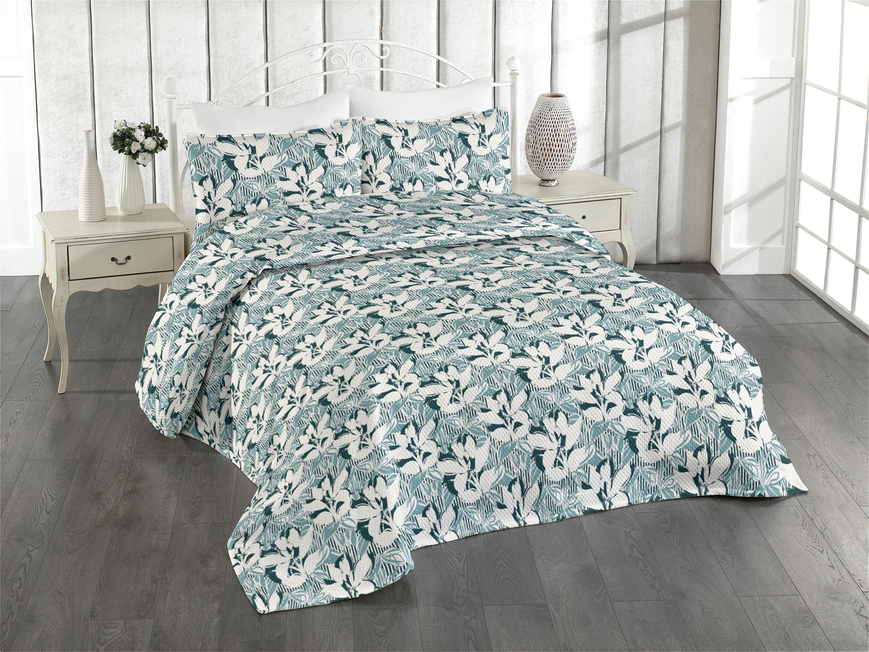 Ambesonne Wild Nature Quilted Bedspread Set 3 Pcs, Exotics Jungle ...
